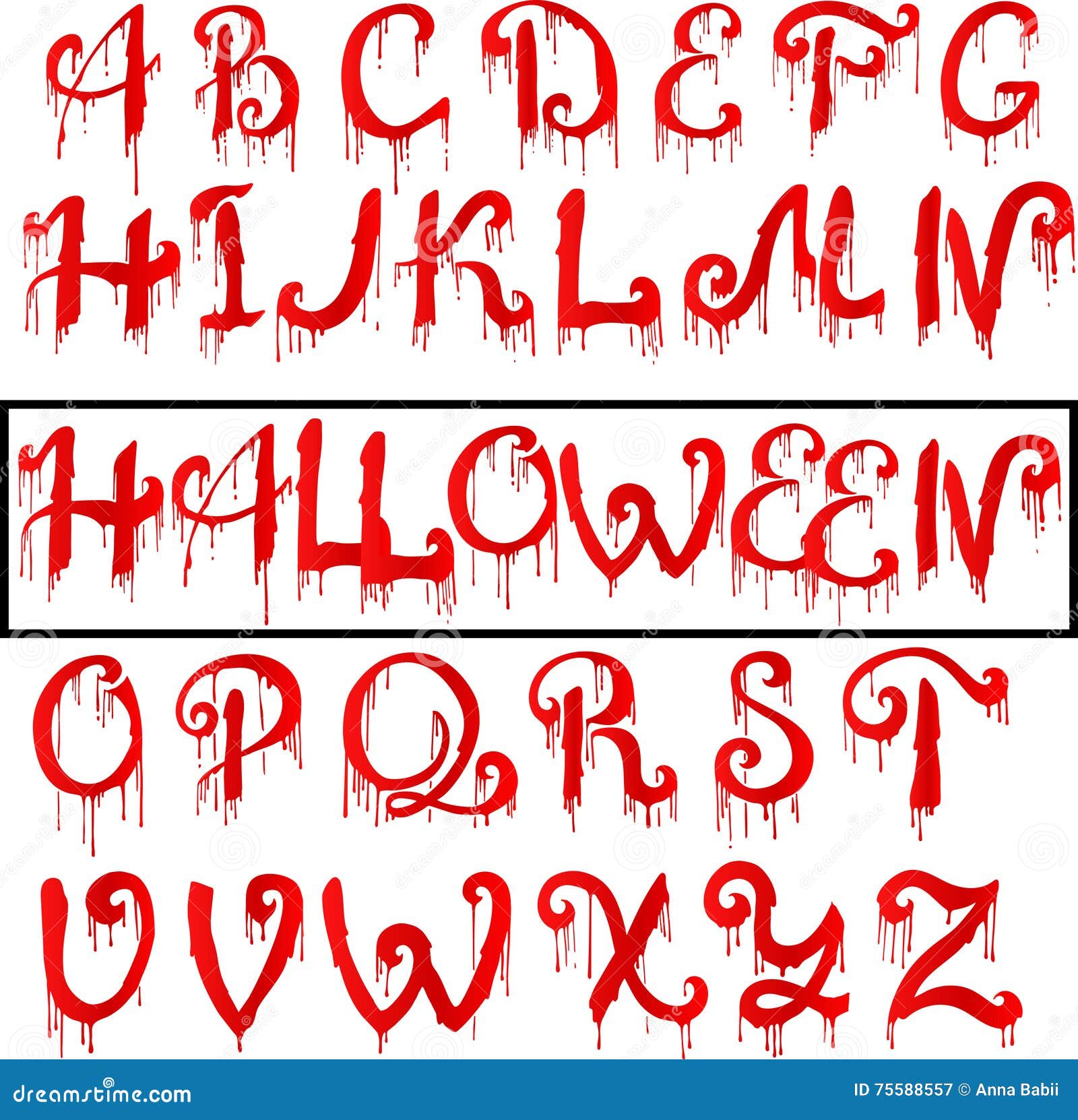 Red Blood Text. Halloween Horror Letters, Vector Illustration Stock ...