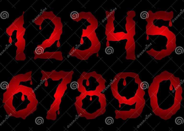 Red bloody numbers stock vector. Illustration of number - 72690718