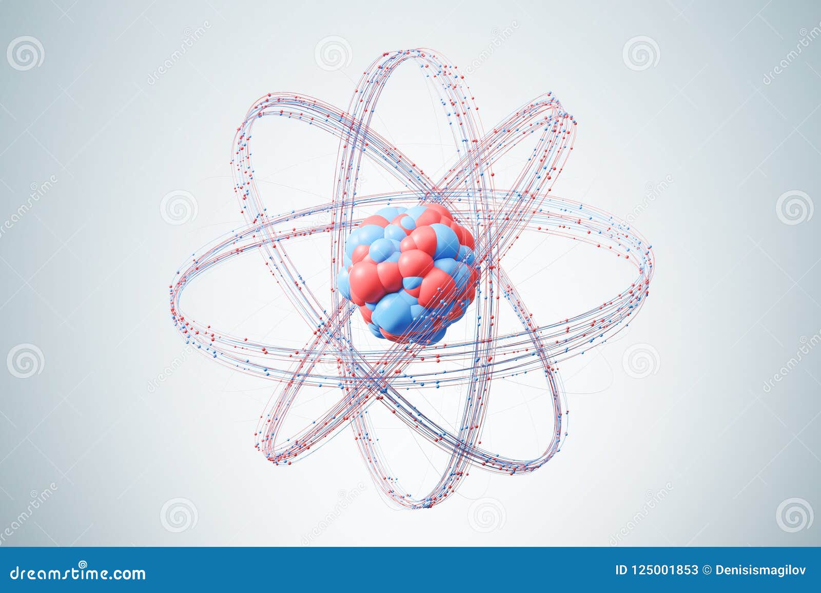 Red Blue Atom Nucleus Over Gray Background Stock Illustration ...