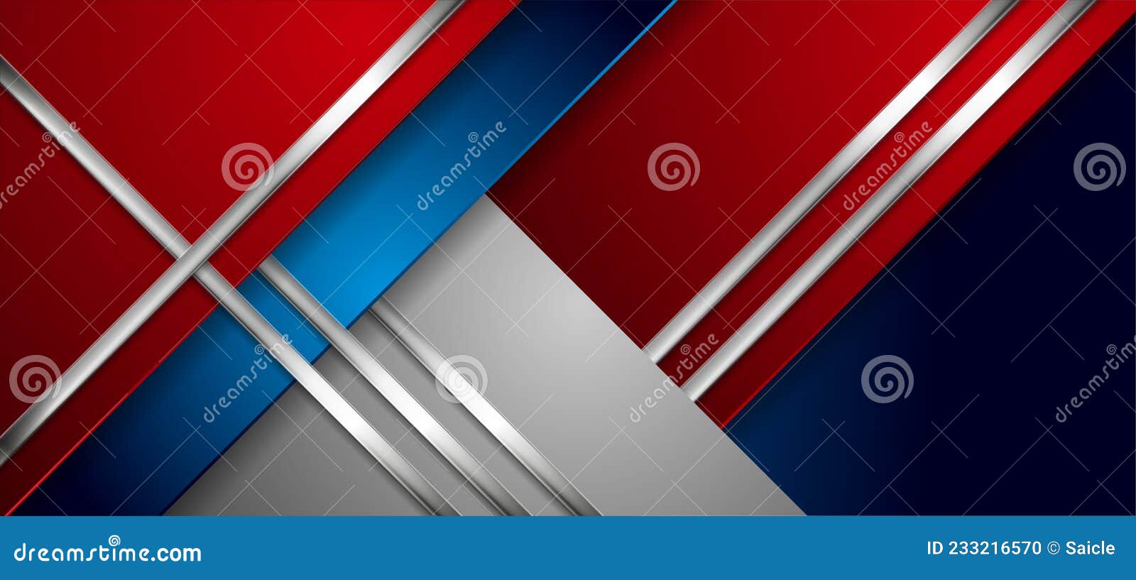 Red and Blue Abstract Geometric Background with Metallic Stripes Stock ...