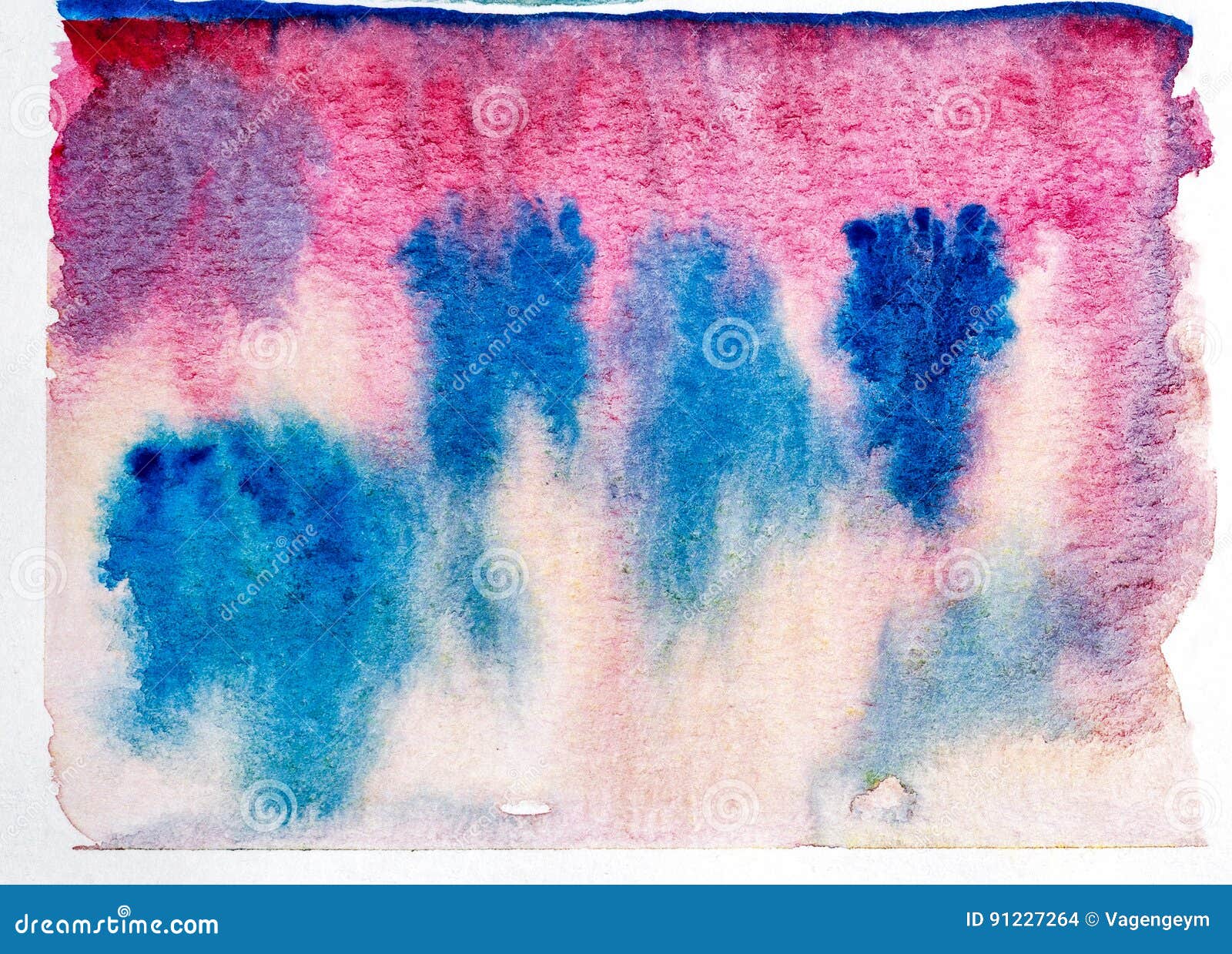 Red Blue Abstraction with Watercolor Stock Illustration - Illustration ...