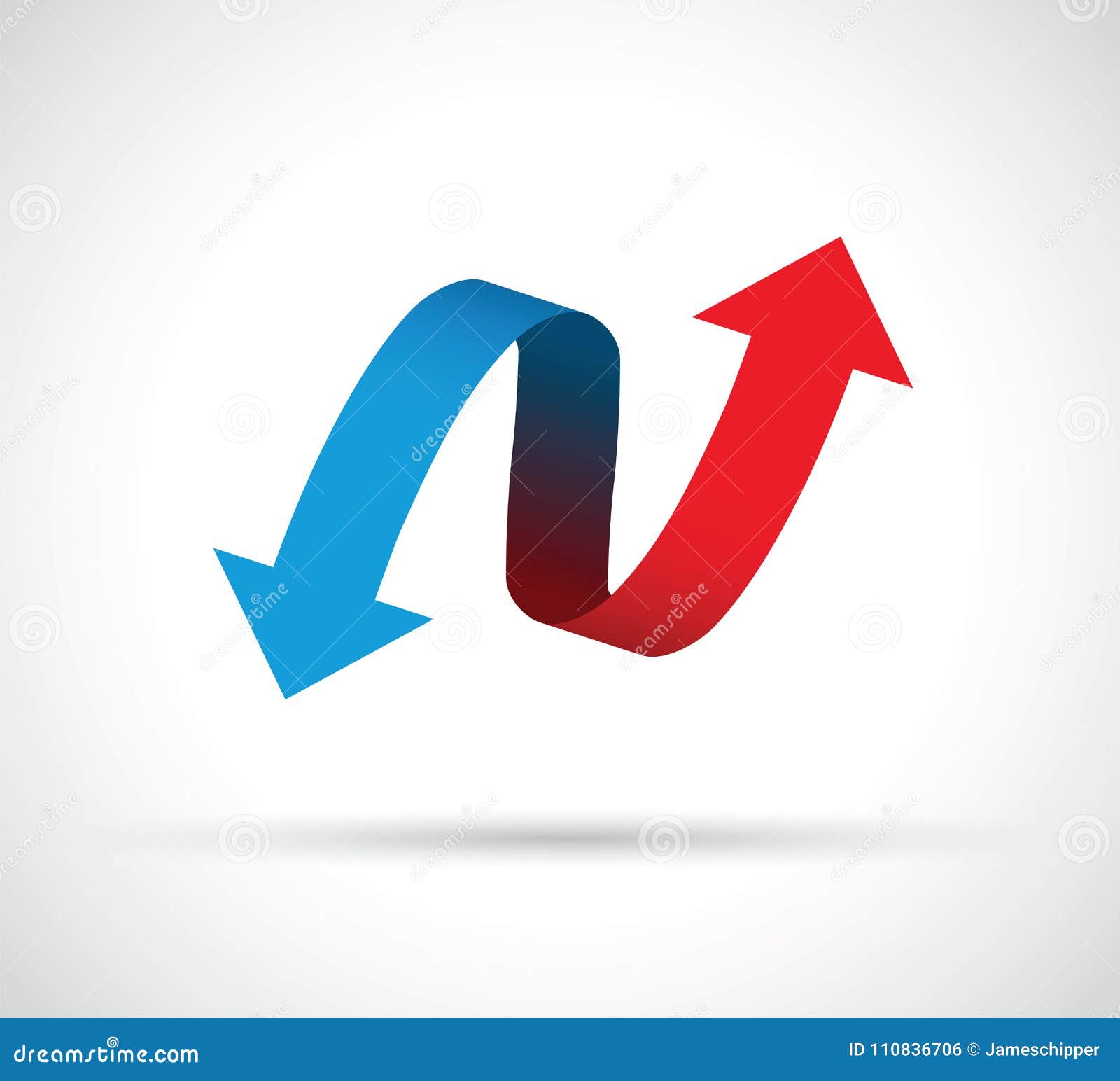 Red and blue arrows icon stock vector. Illustration of cold - 110836706