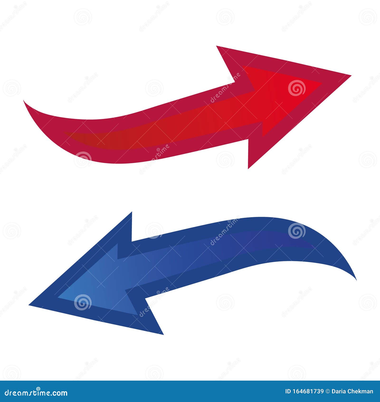 Red and Blue Arrows are Moving Towards. Arrows Sign Isolated on White ...