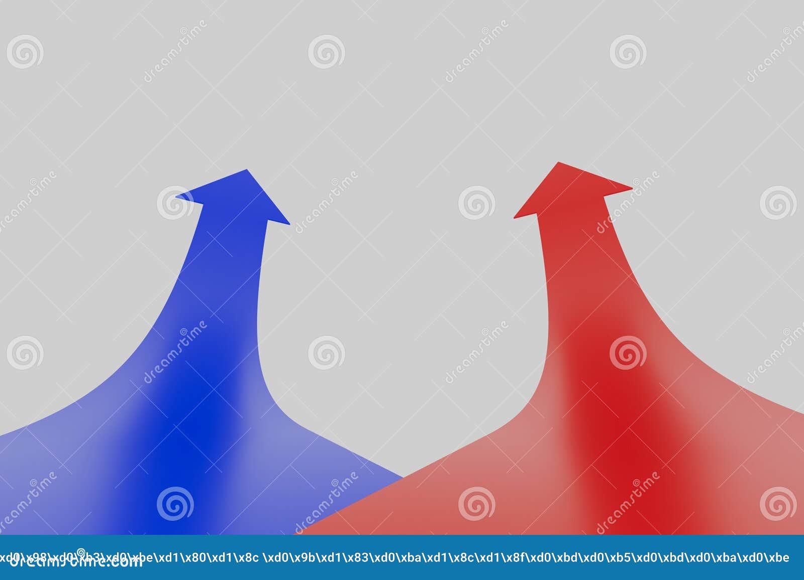 Red and Blue Arrows Up on White Background. 3d Render Stock ...