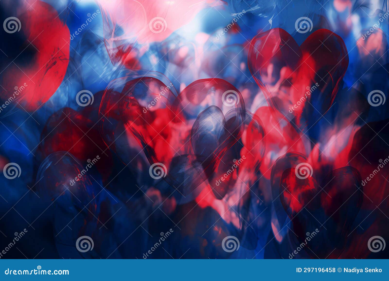 Red and Blue Background with Hearts Stock Photo - Image of romantic ...