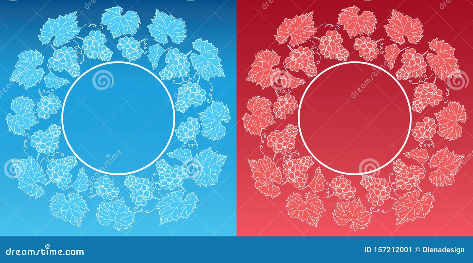 Red and Blue Backgrounds with Gradient - Vector Frames with Grapes ...