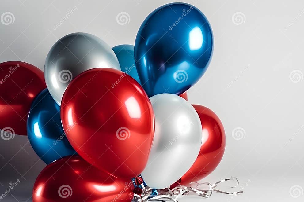 Red and Blue Balloons on a White Background. 3d Render Stock ...