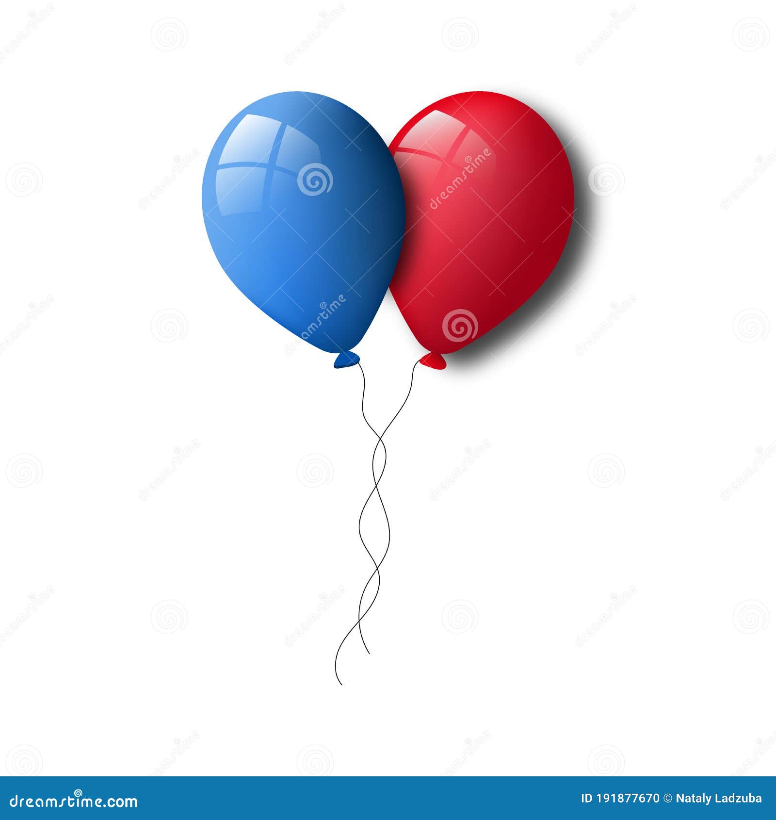 Red and Blue Balloons on a White Background Stock Illustration ...