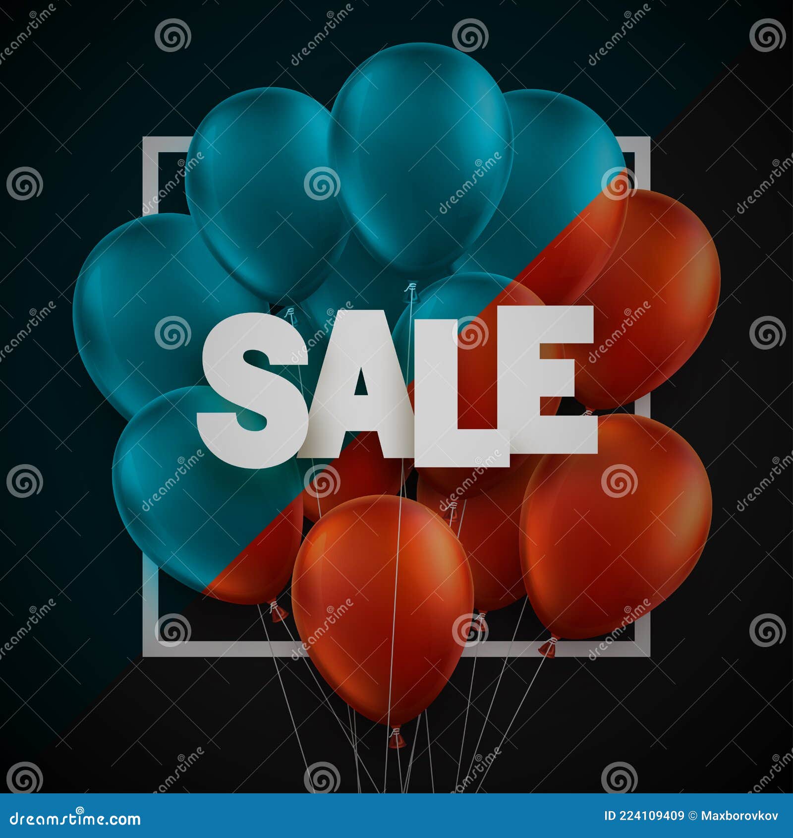 Red and Blue Balloons with White Sale Sign Stock Vector - Illustration ...