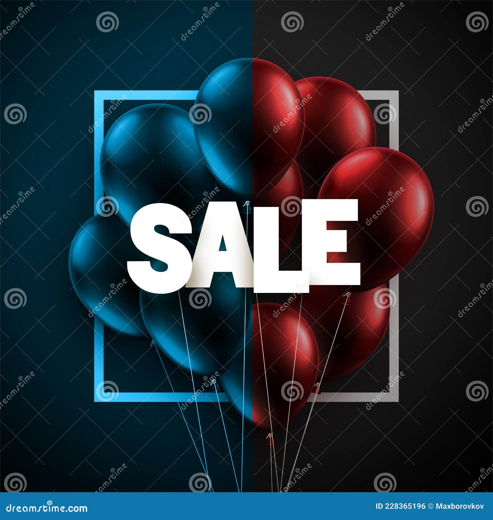Red and Blue Balloons with White Sale Sign Stock Vector - Illustration ...