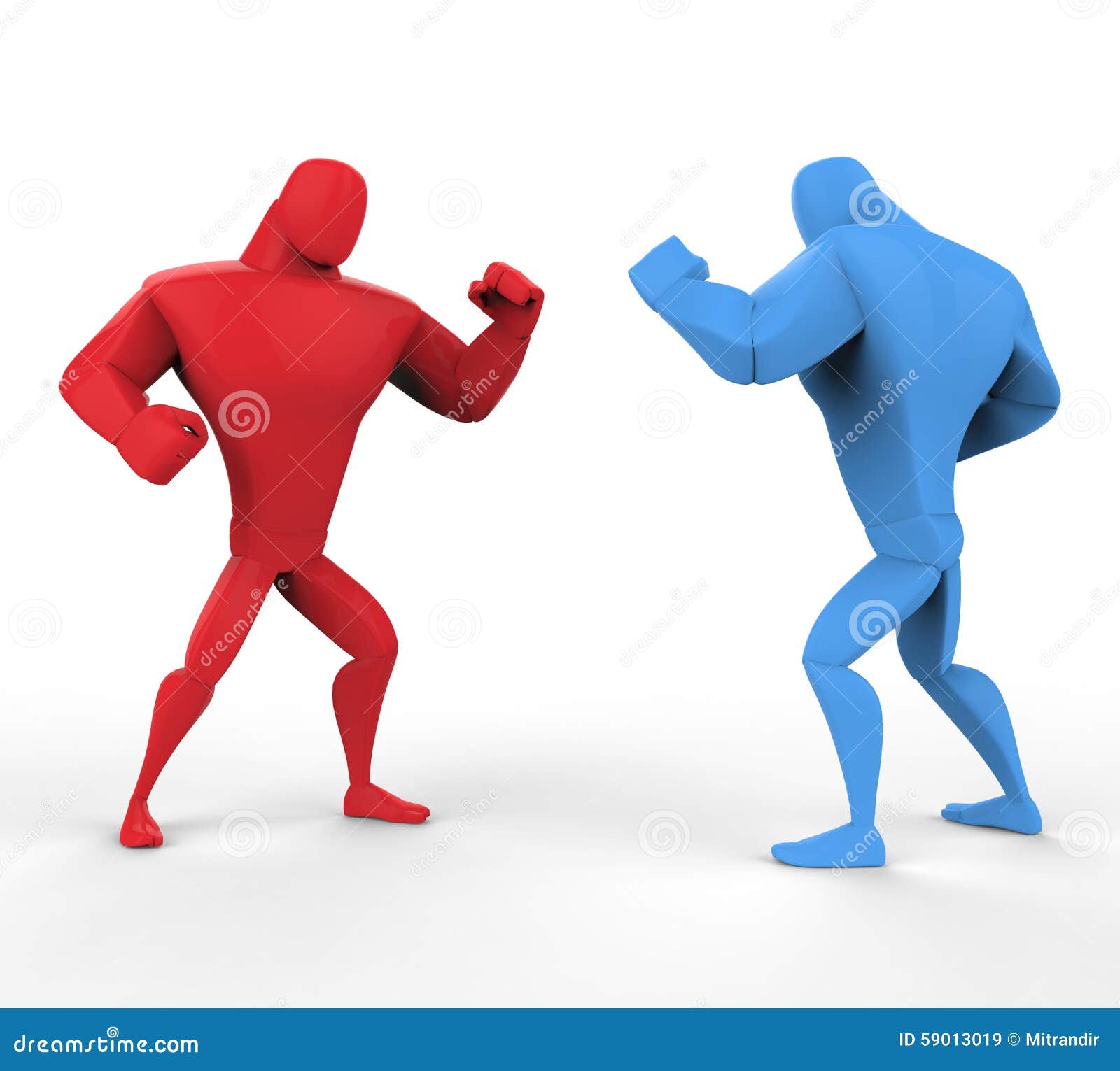 Red and Blue Boxers in a Fighting Stance. Stock Illustration ...
