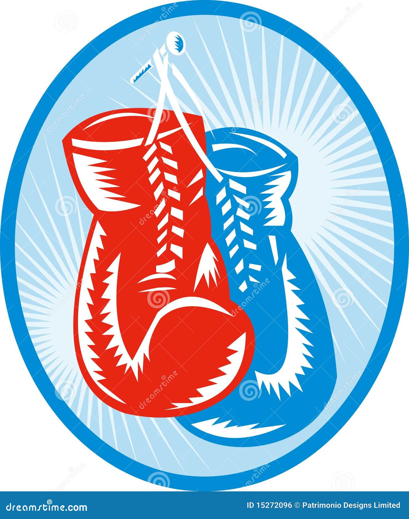 Red and blue boxing gloves stock illustration. Illustration of ellipse ...