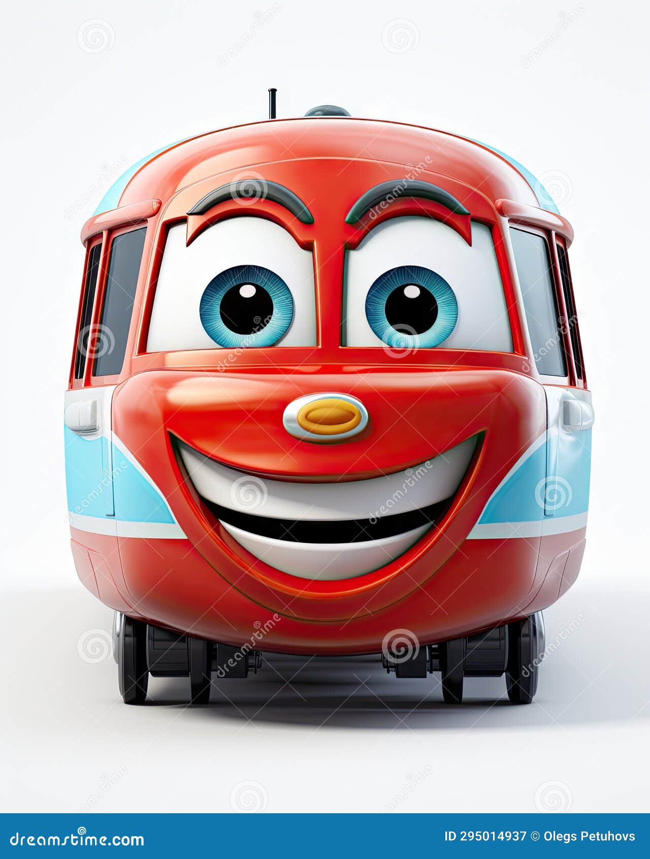 A Red and Blue Bus with a Face on it S Side. Generative Ai Stock ...