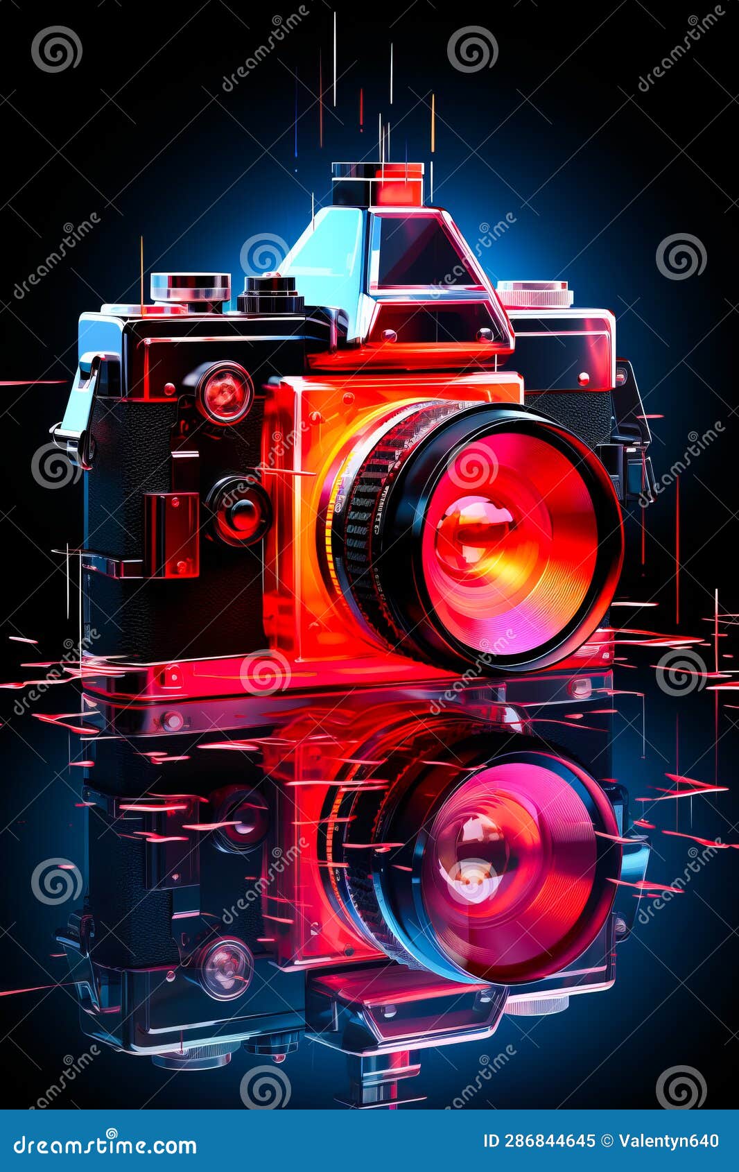 Red and Blue Camera Sitting on Top of Table. Generative AI Stock ...