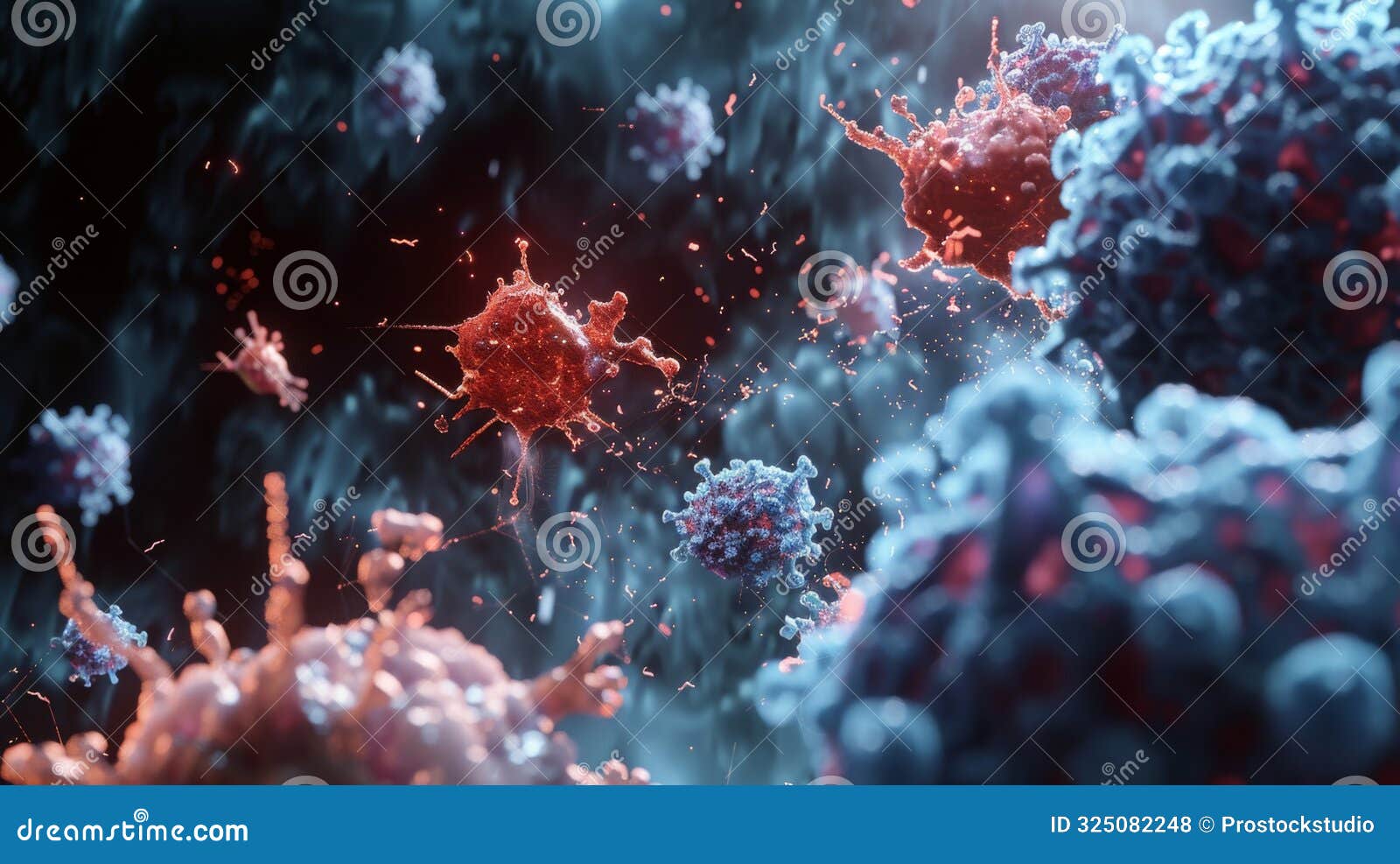 Microscopic View of Cells in Motion Stock Photo - Image of dark, cells ...