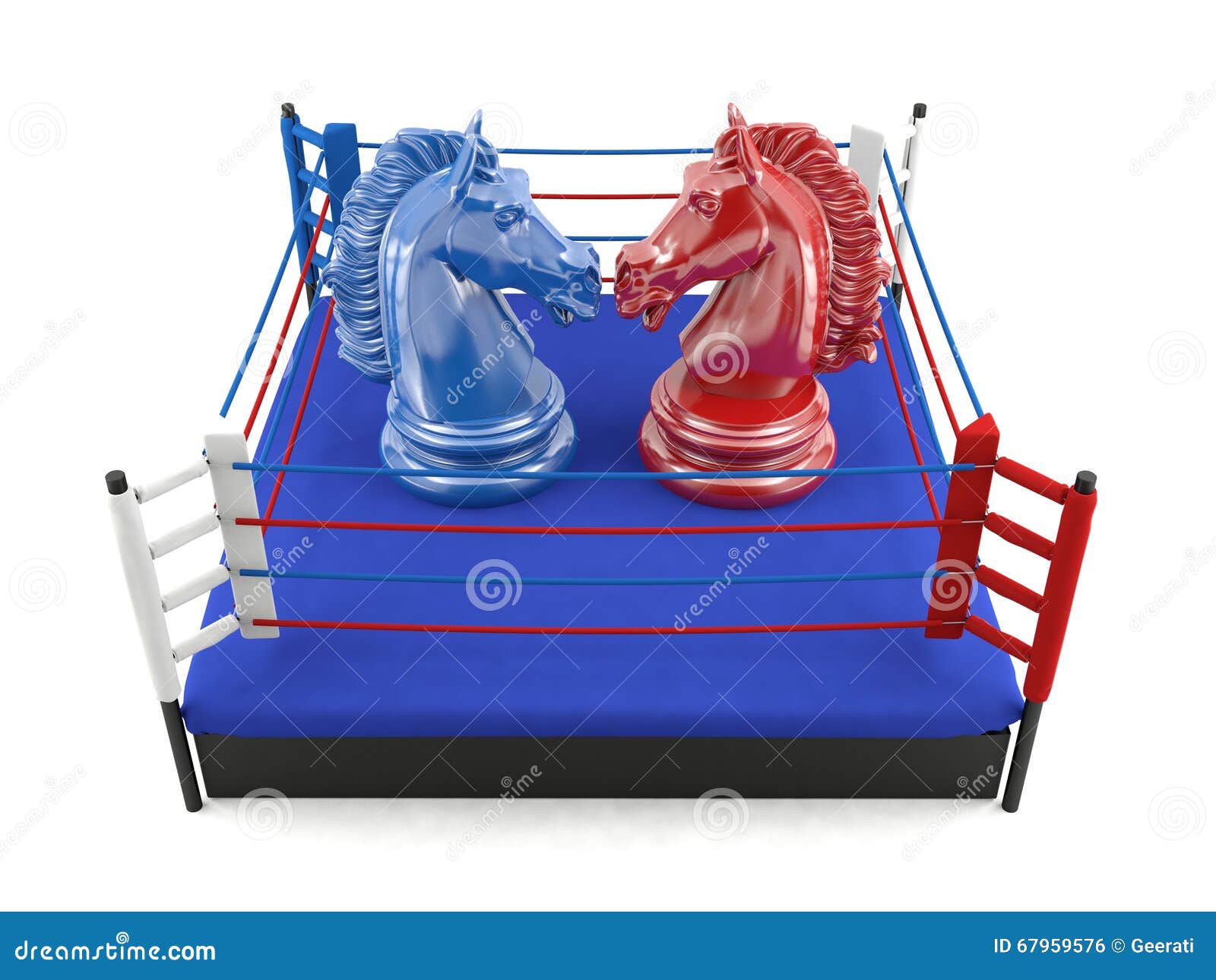 Red and Blue Chess Knight Confronting in Boxing Ring Stock Photo ...