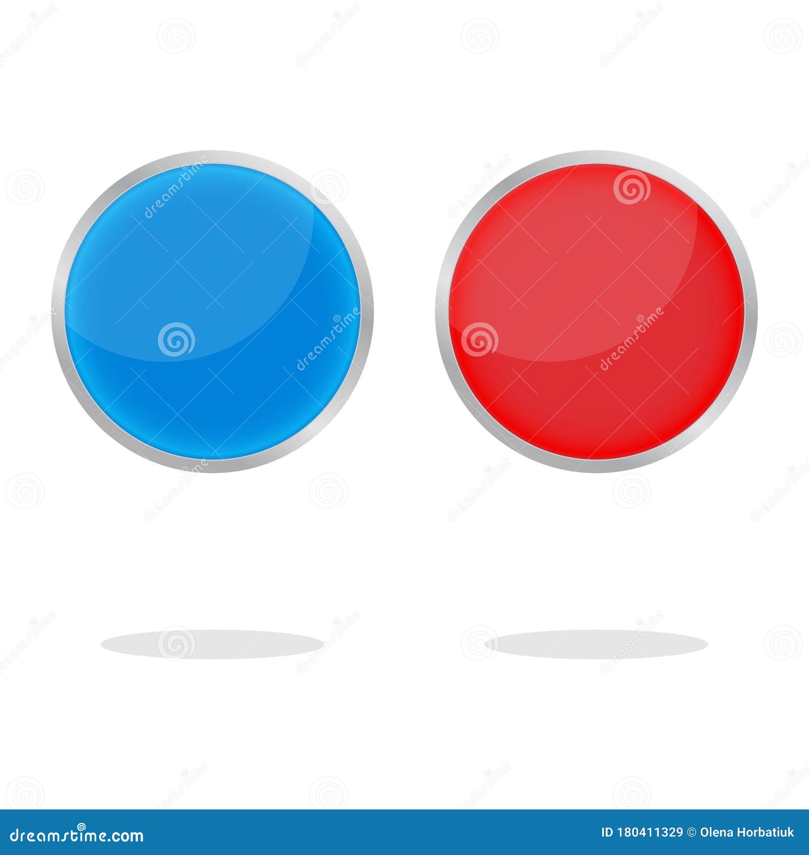 Red and Blue Circle Push Buttons. 3d Web Interface Elements Stock ...
