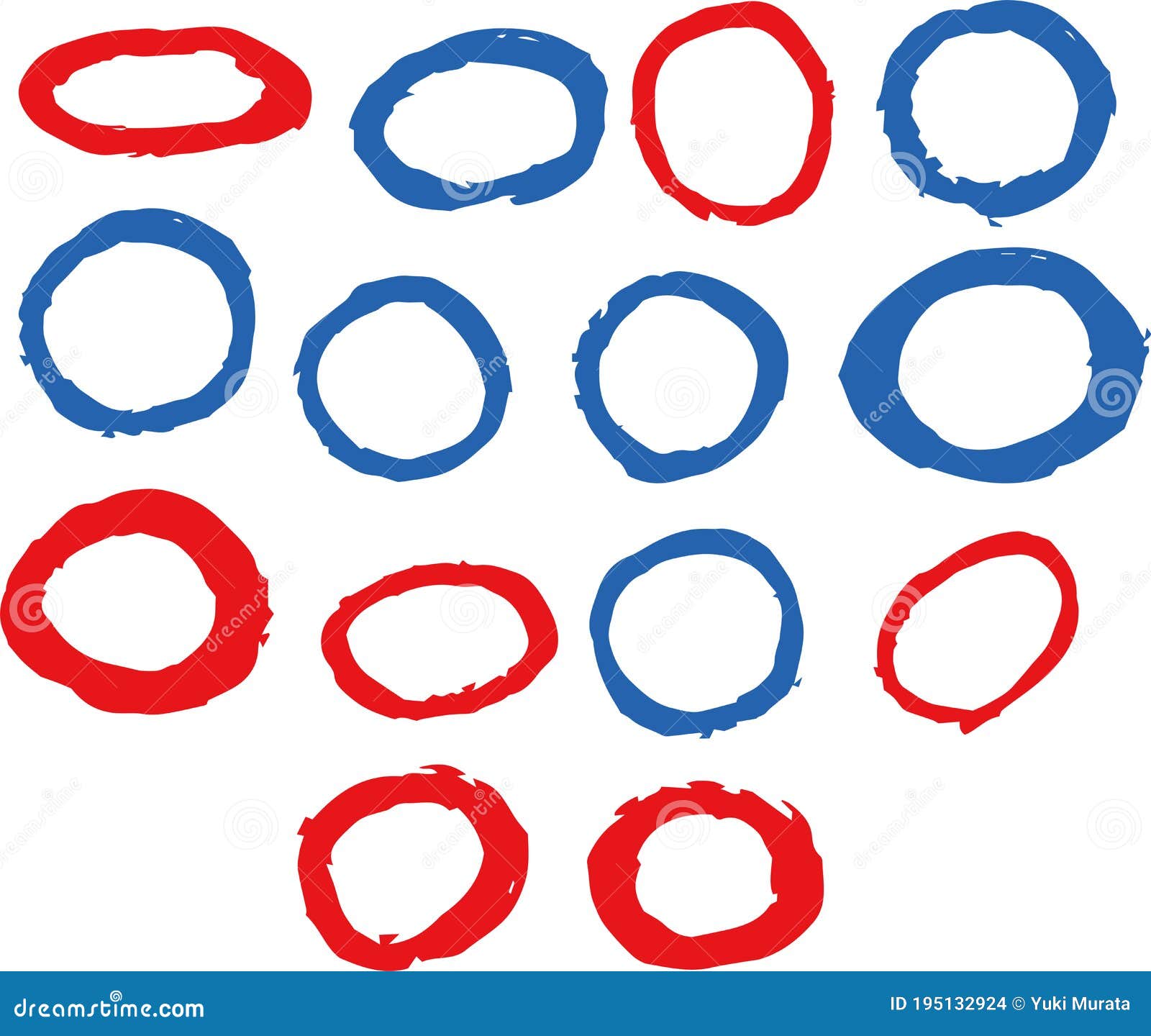 Red and Blue Circle Written with Rough Lines Set Stock Vector ...
