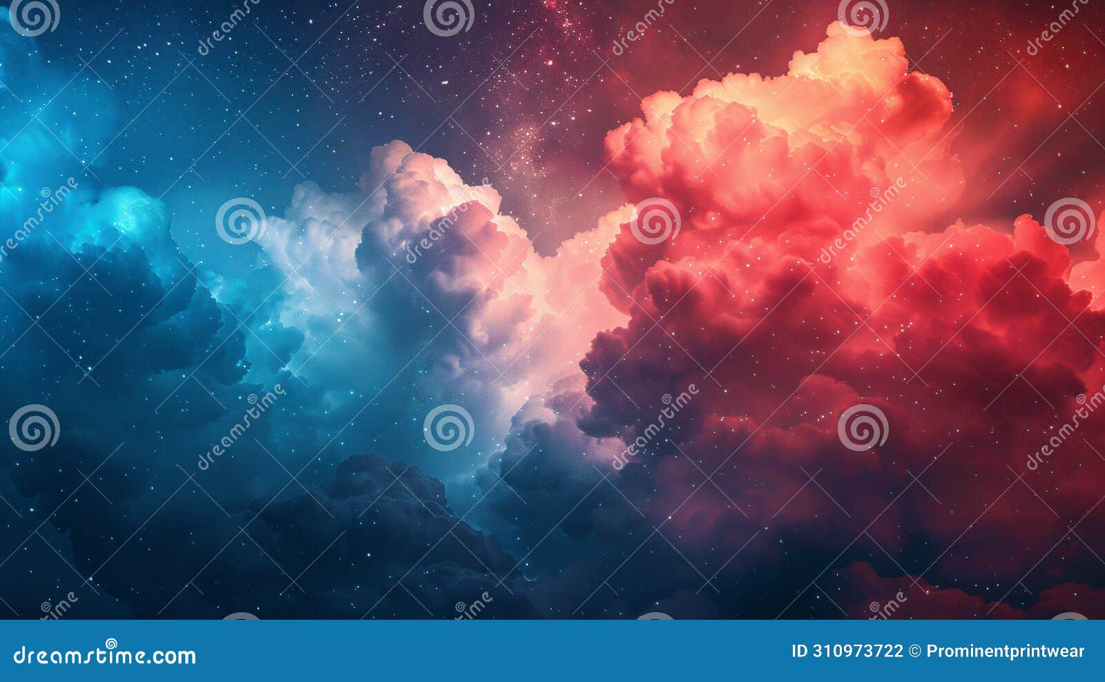 A Red and Blue Cloudy Sky Background with Stars Stock Illustration ...