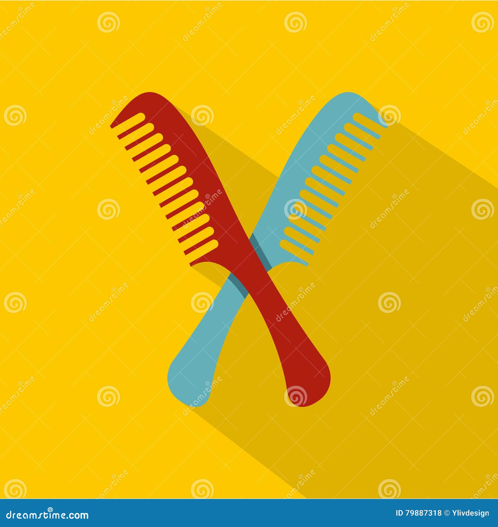 Red and Blue Combs Icon, Flat Style Stock Vector - Illustration of ...