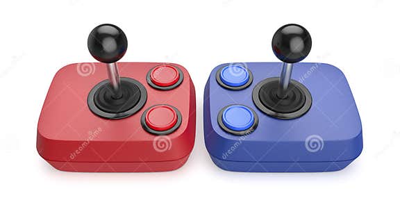 Red and Blue Computer Joysticks Stock Photo - Illustration of ...