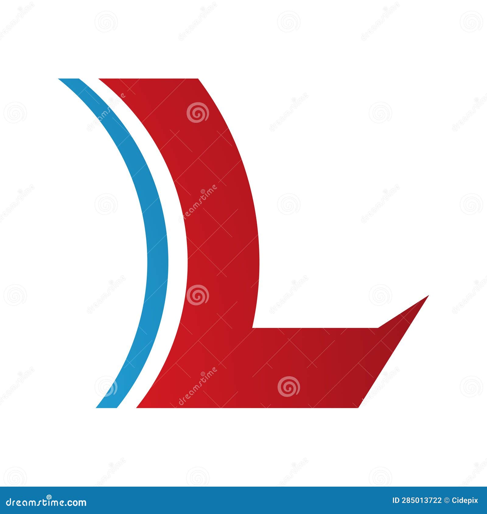 Red and Blue Concave Lens Shaped Letter L Icon Stock Vector ...
