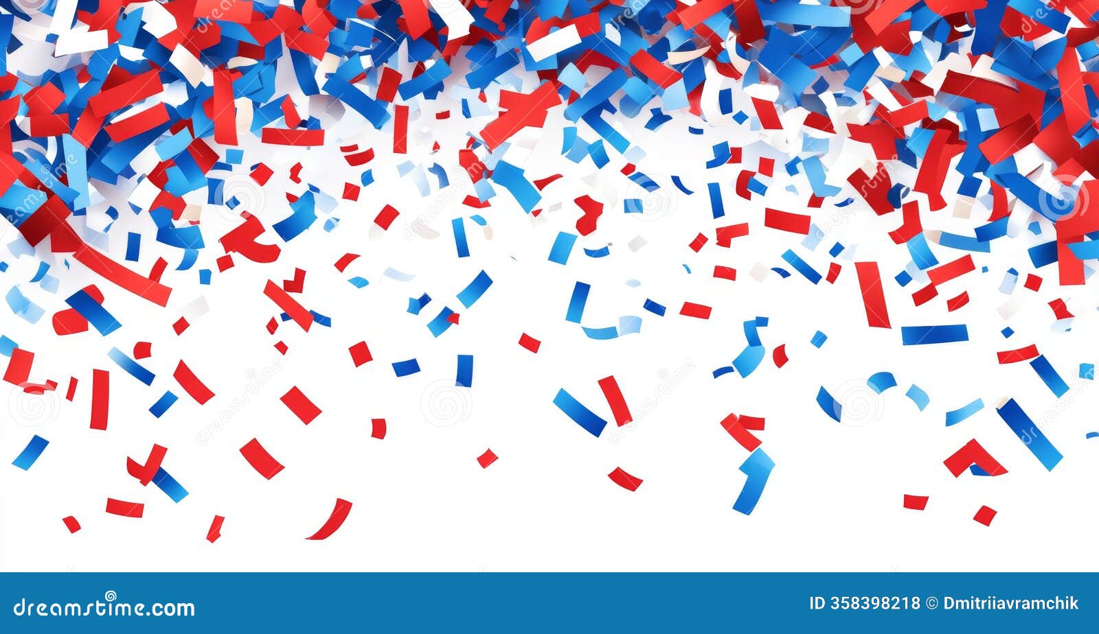 Red and Blue Confetti Scattered Over a White Background, Framed by a ...