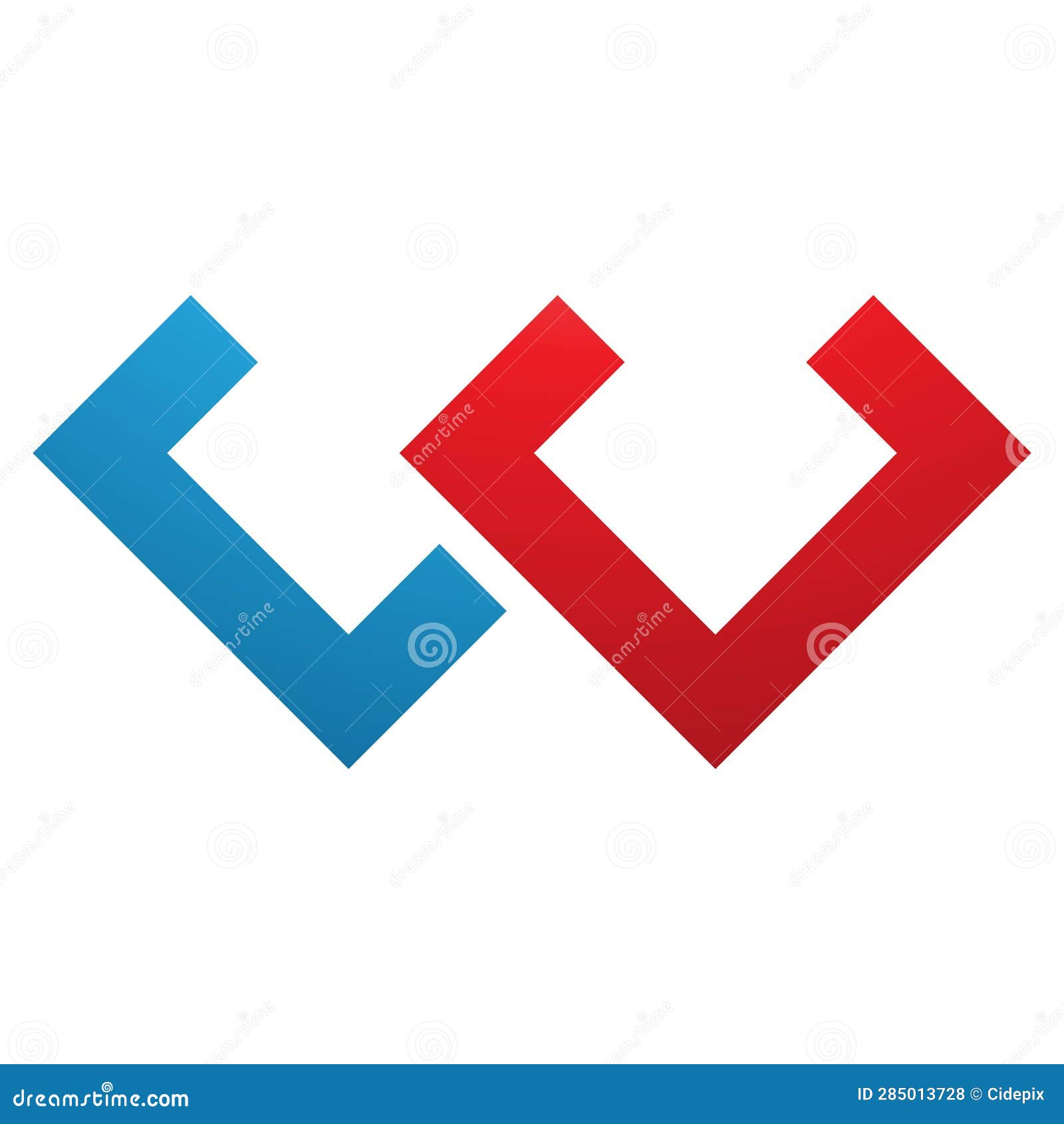 Red and Blue Cornered Shaped Letter W Icon Stock Vector - Illustration ...