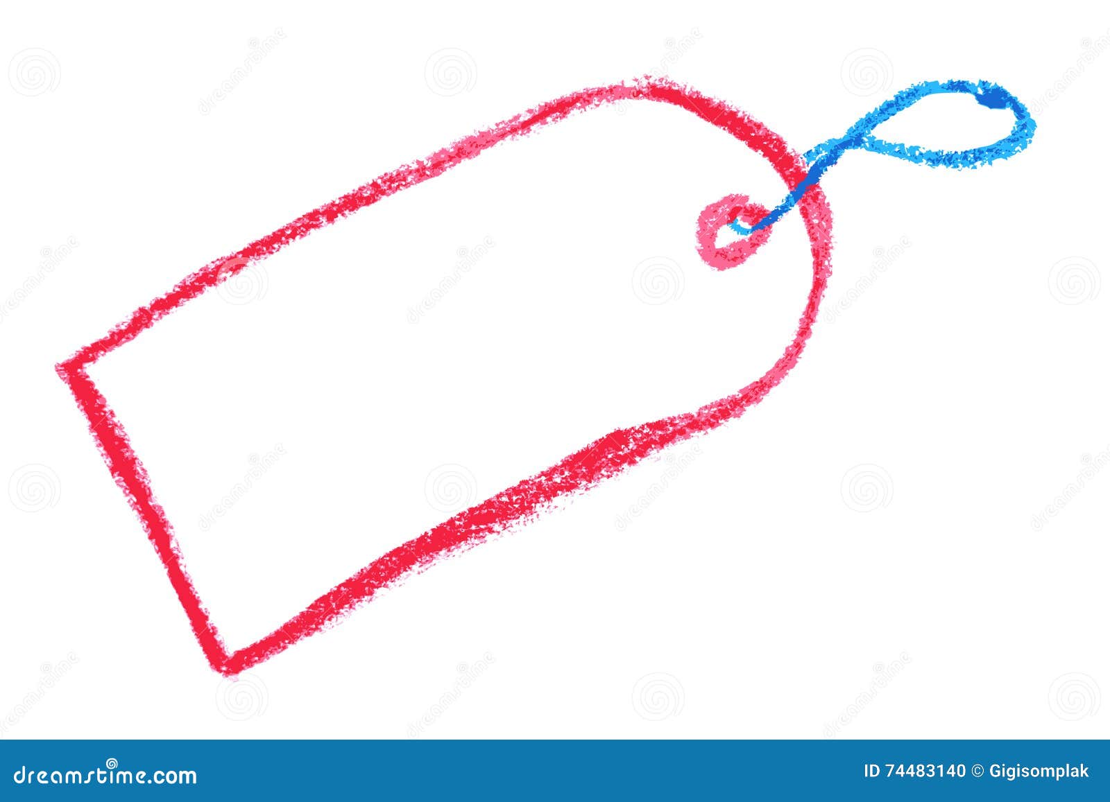 Red and Blue Crayon, Hand Draw Sketch, Blank Hanging Tag Stock Vector ...