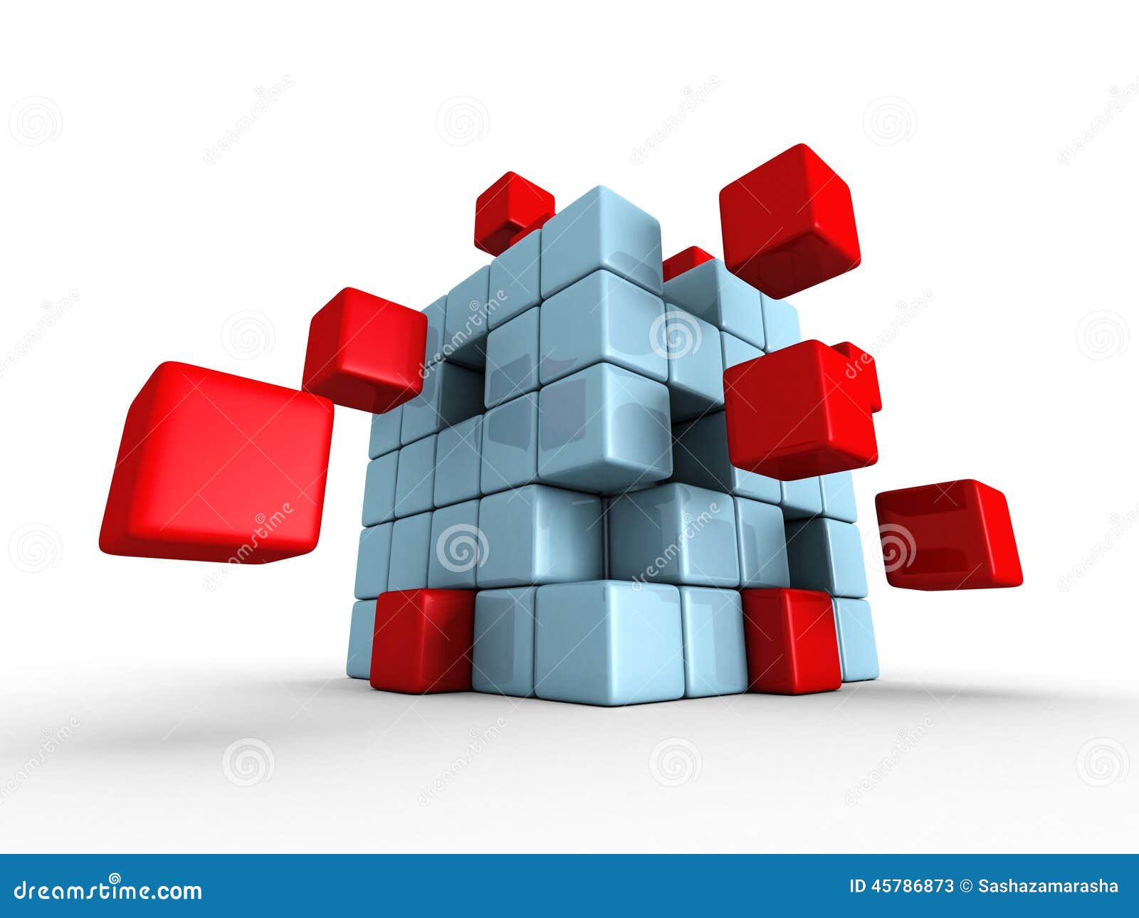 Red Blue Cubes Puzzle on White Background Stock Illustration ...