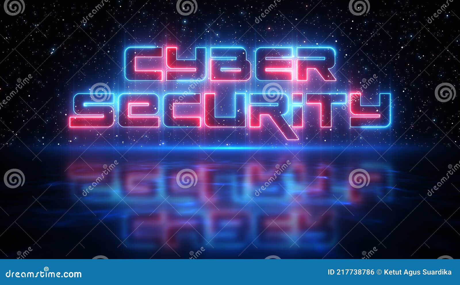 Red and Blue Cyber Security Text Lettering Neon Light on Dark Blue ...