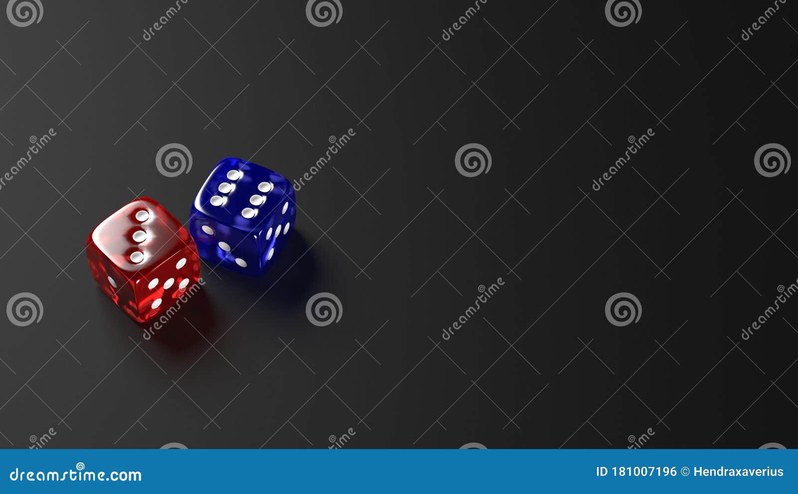 Red and Blue Dice on Black Background Stock Illustration - Illustration ...