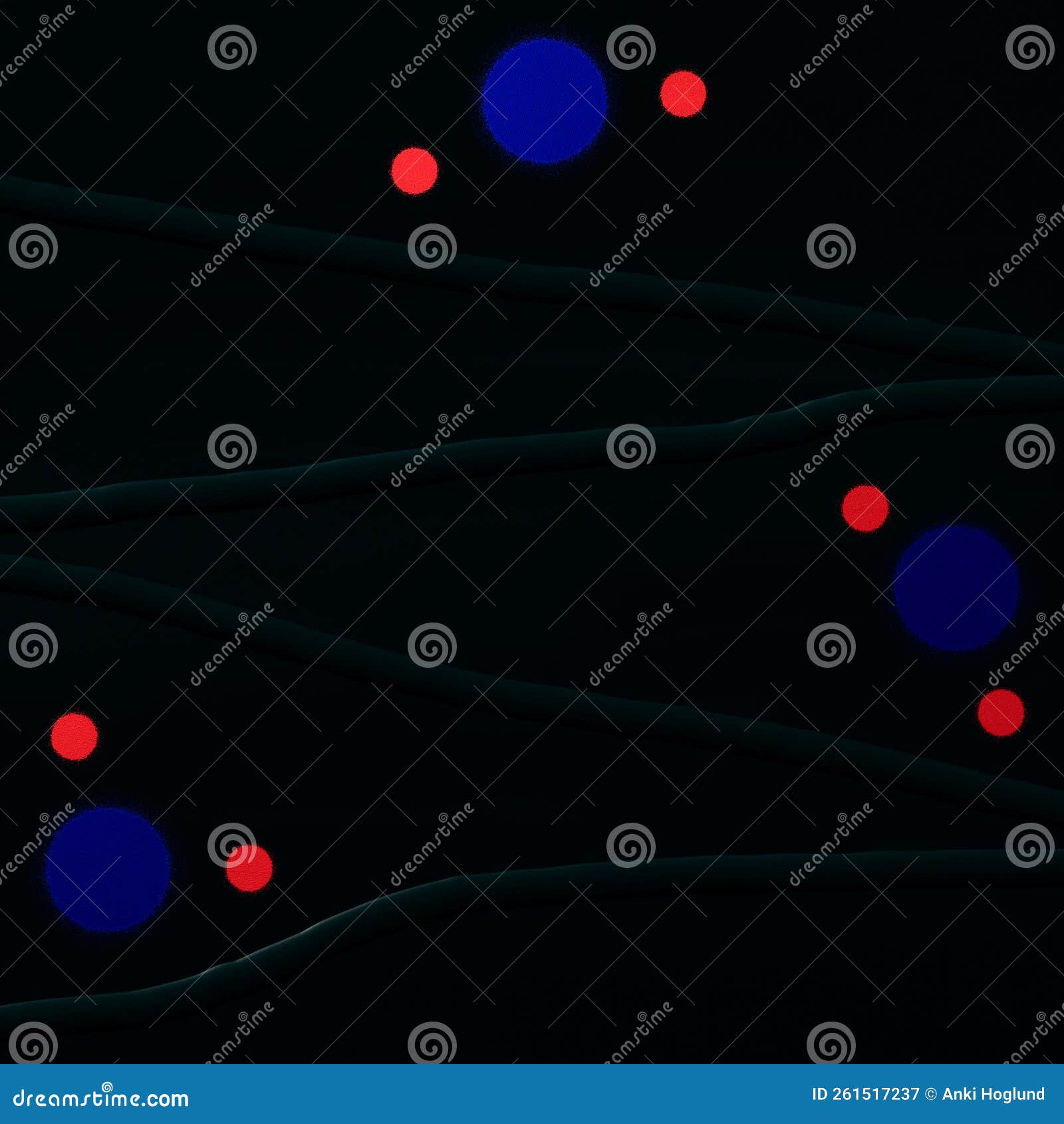 Red and Blue Dots on Black Background with Smooth Lines Stock ...