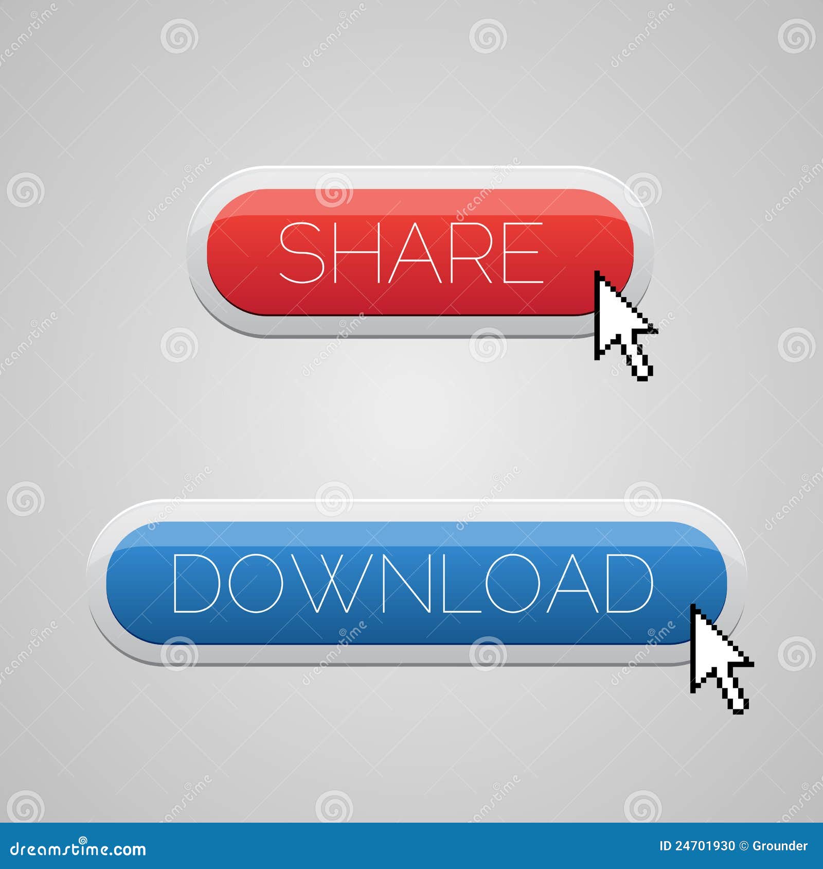 Red and Blue Download and Share Button Set Stock Vector - Illustration ...