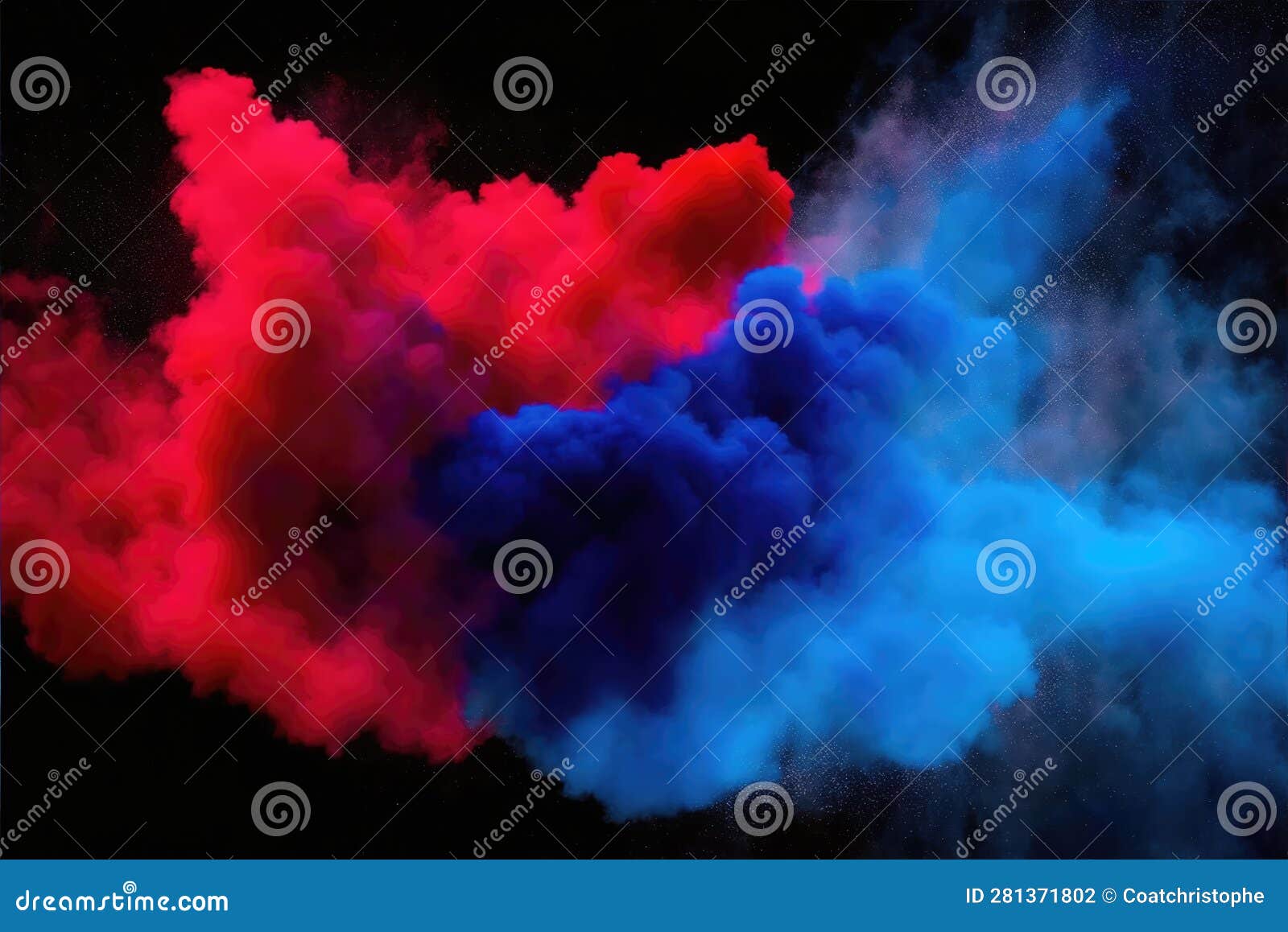 Red and Blue Dust Cloud Colliding Stock Illustration - Illustration of ...