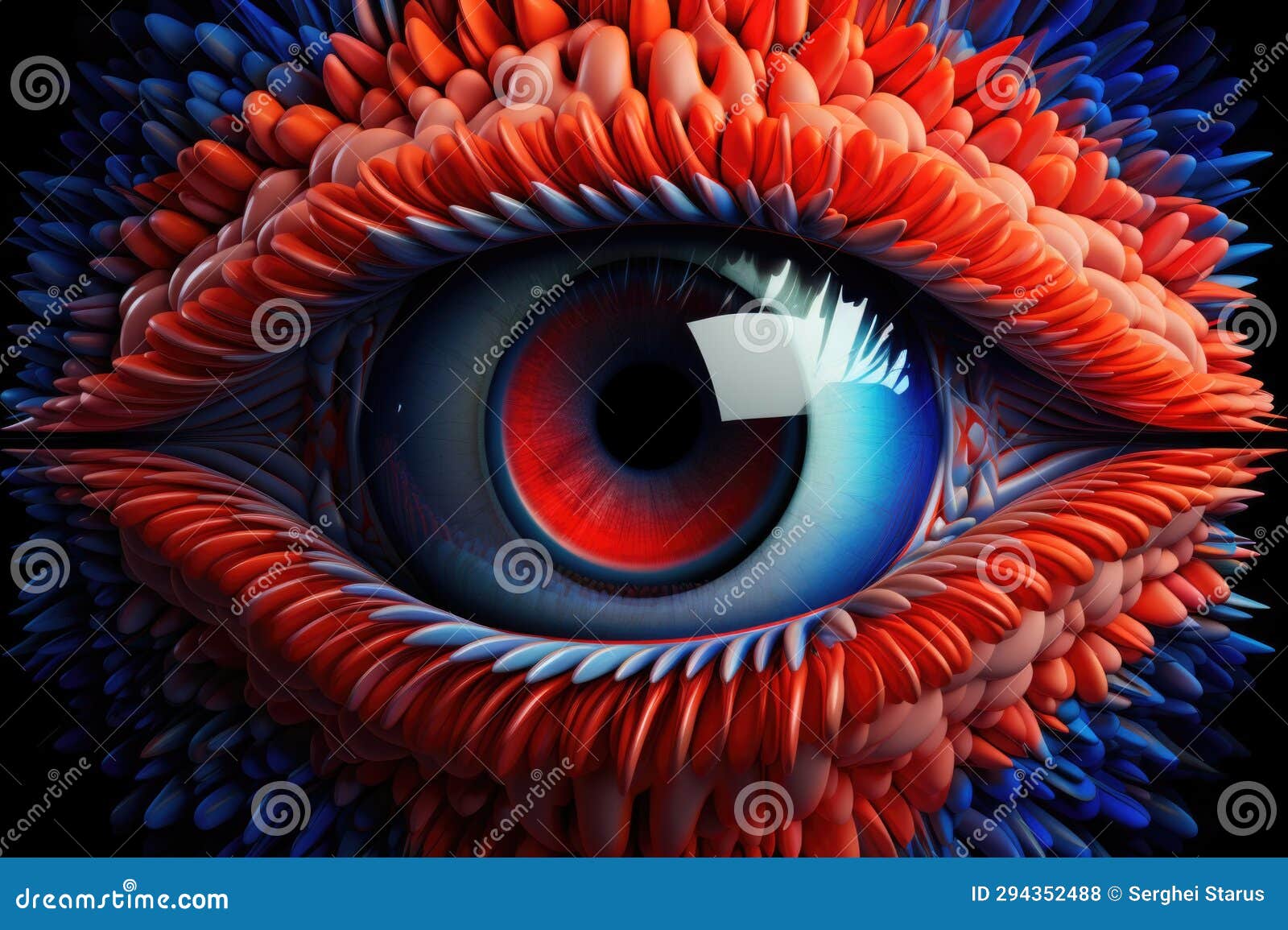 A Red and Blue Eye with a Red and Blue Flower, AI Stock Photo - Image ...