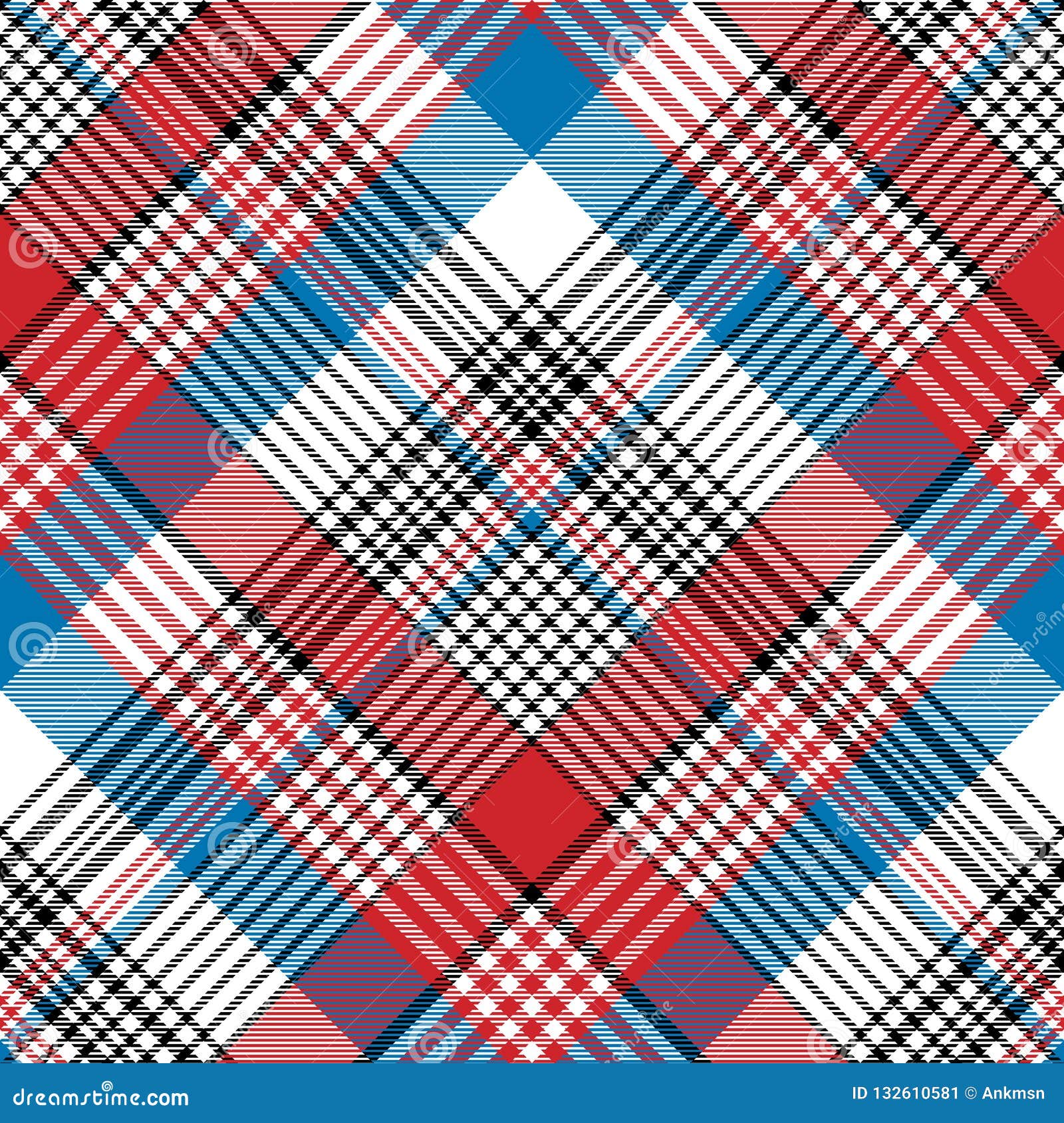 Red Blue Fabric Texture Check Plaid Seamless Pattern Stock Vector ...