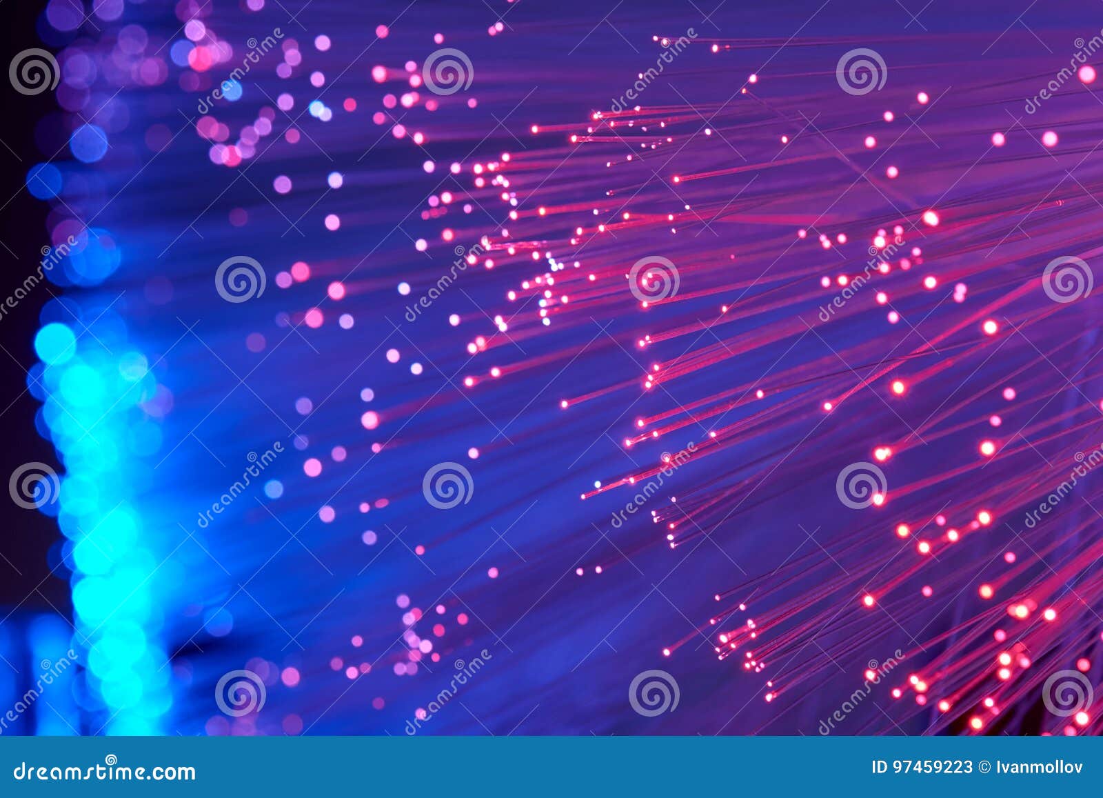 Red and Blue Fiber Optics Closeup Stock Image - Image of connection ...