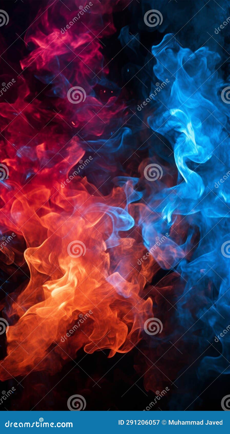 Red and Blue Fire on Balck Background Stock Illustration - Illustration ...