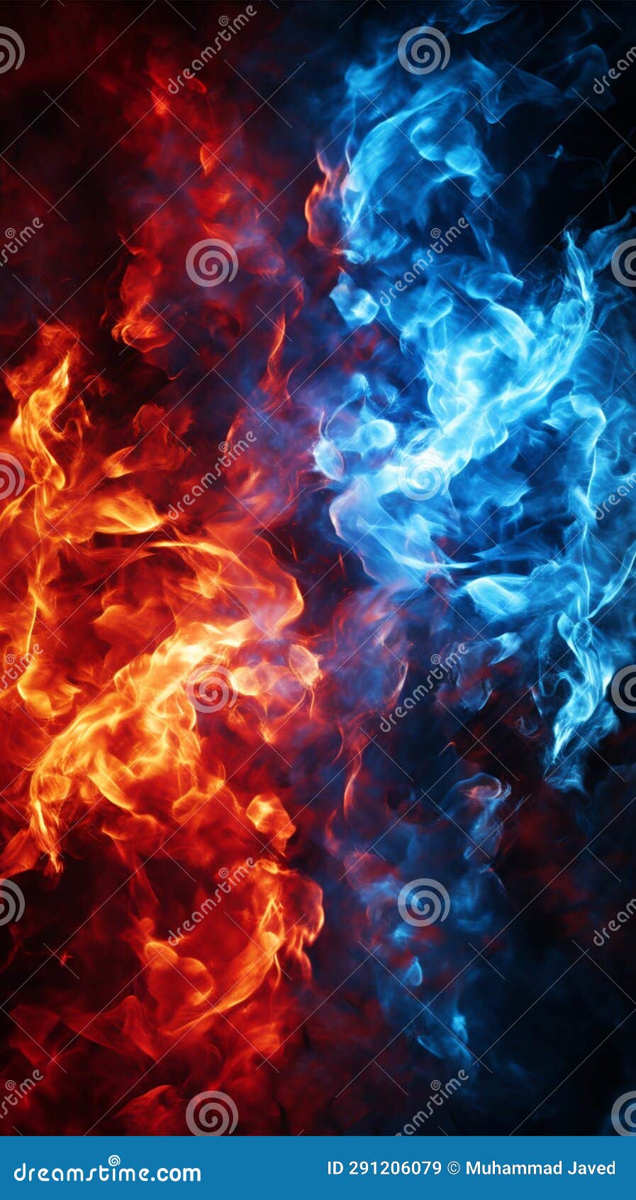Red and Blue Fire on Balck Background Stock Illustration - Illustration ...