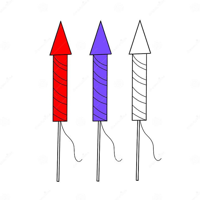 Red and Blue Firecrackers on a White Background. Vector Firecracker ...