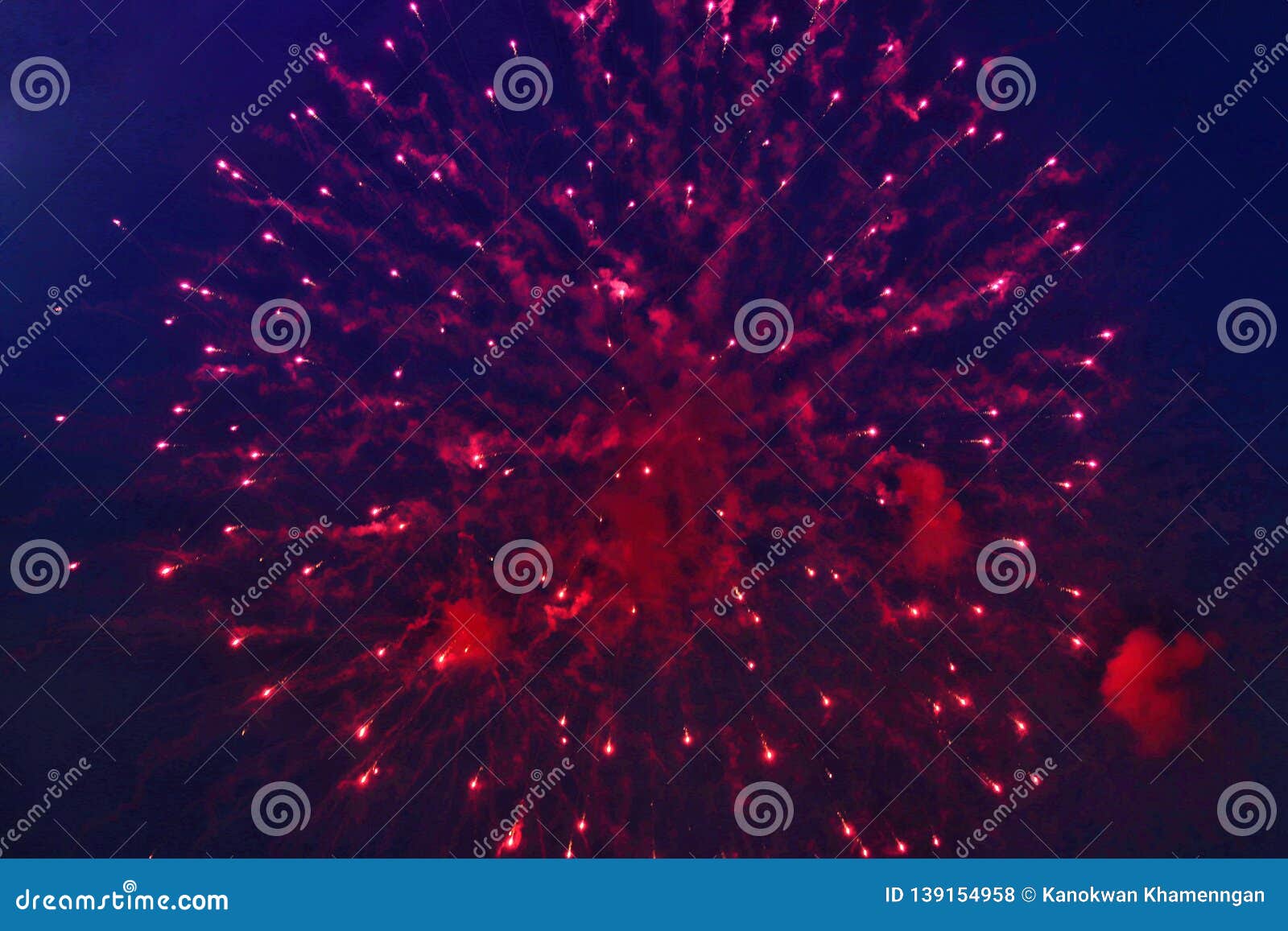 Red and Blue Firework Bomb in the Sky Stock Photo - Image of effect ...