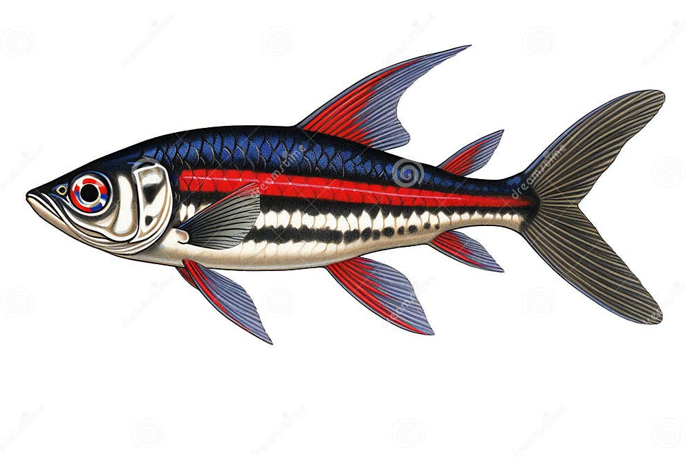 A Red and Blue Fish Isolated on White Background Stock Illustration ...