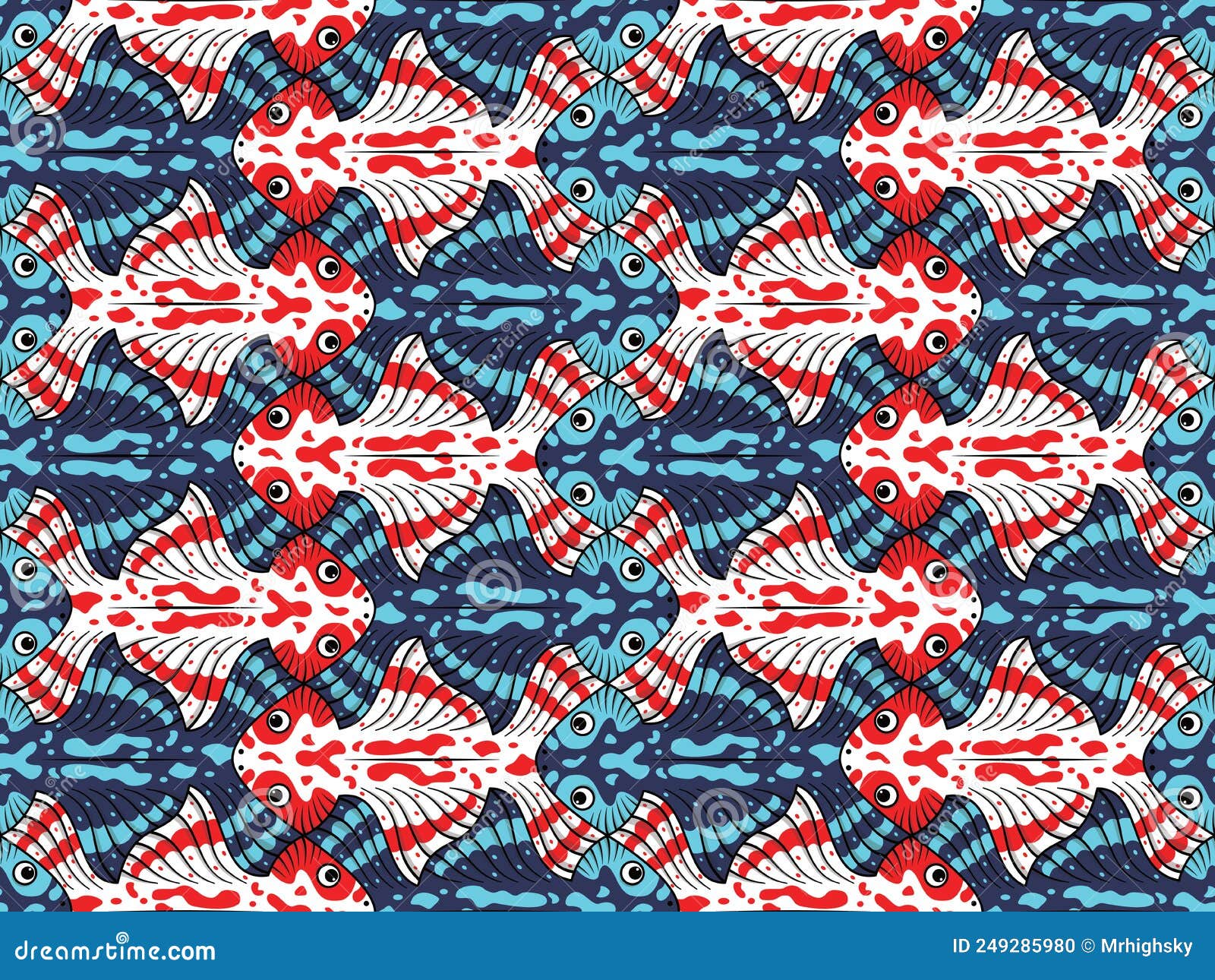 Red And Blue Fish Tessellation Pattern Stock Photography ...