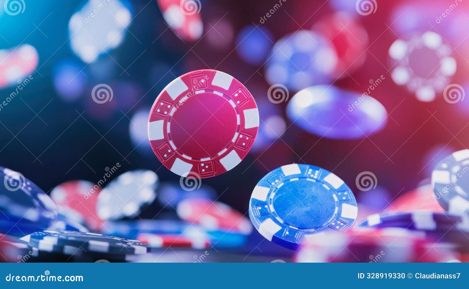 Illustration of Red and Blue Floating Casino Chips Stock Photo - Image ...