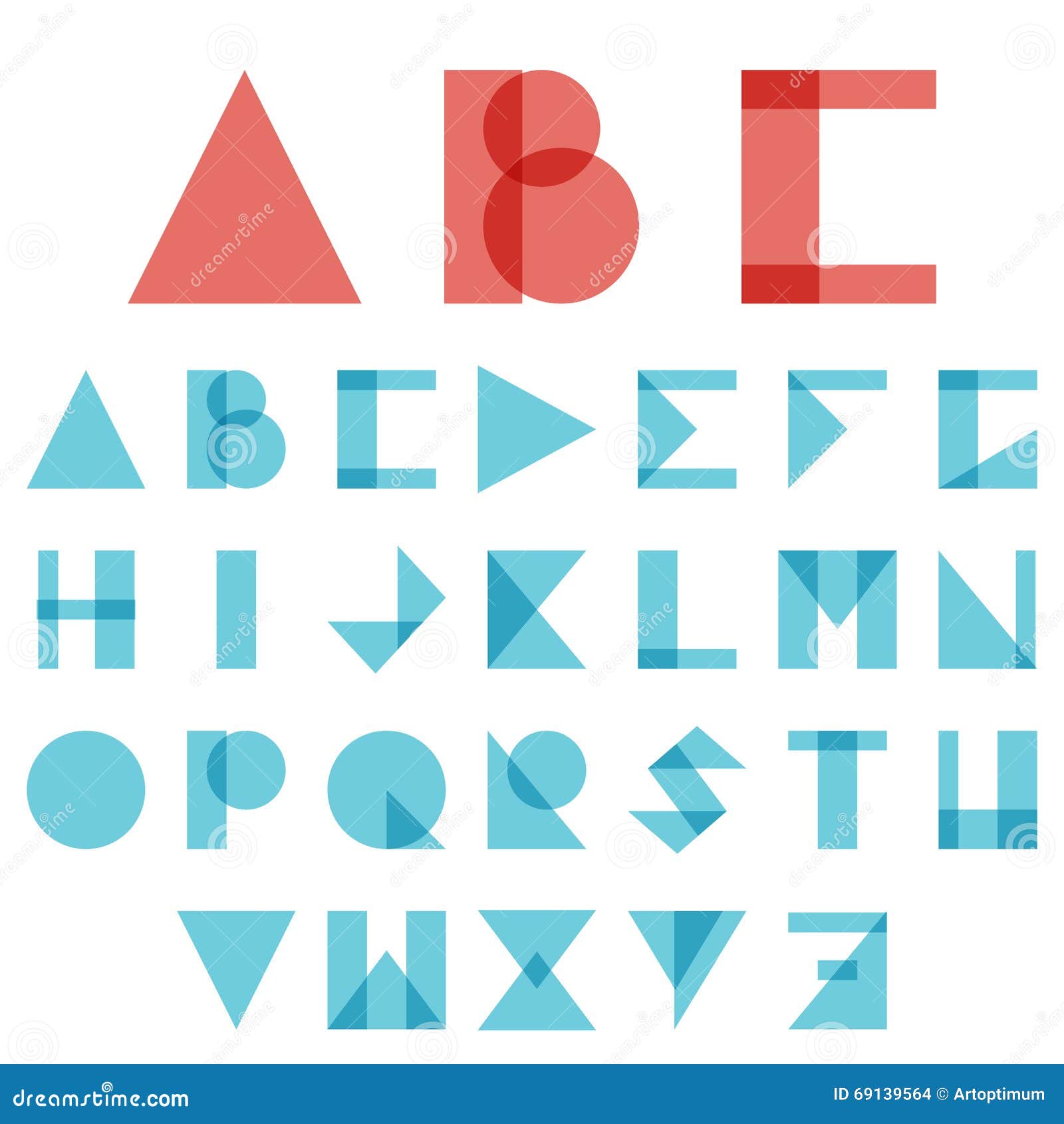 Red and Blue Font, ABC in Geometric Style. Vector Stock Vector ...