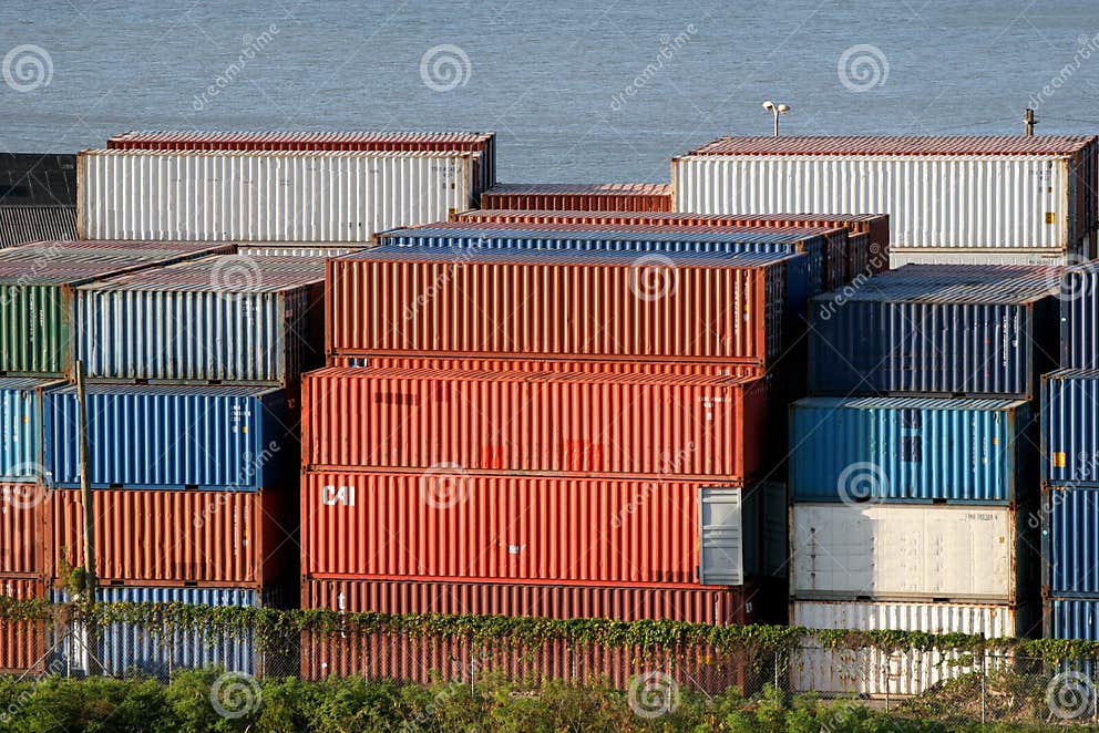 Red and Blue Freight stock image. Image of boat, container - 2178441