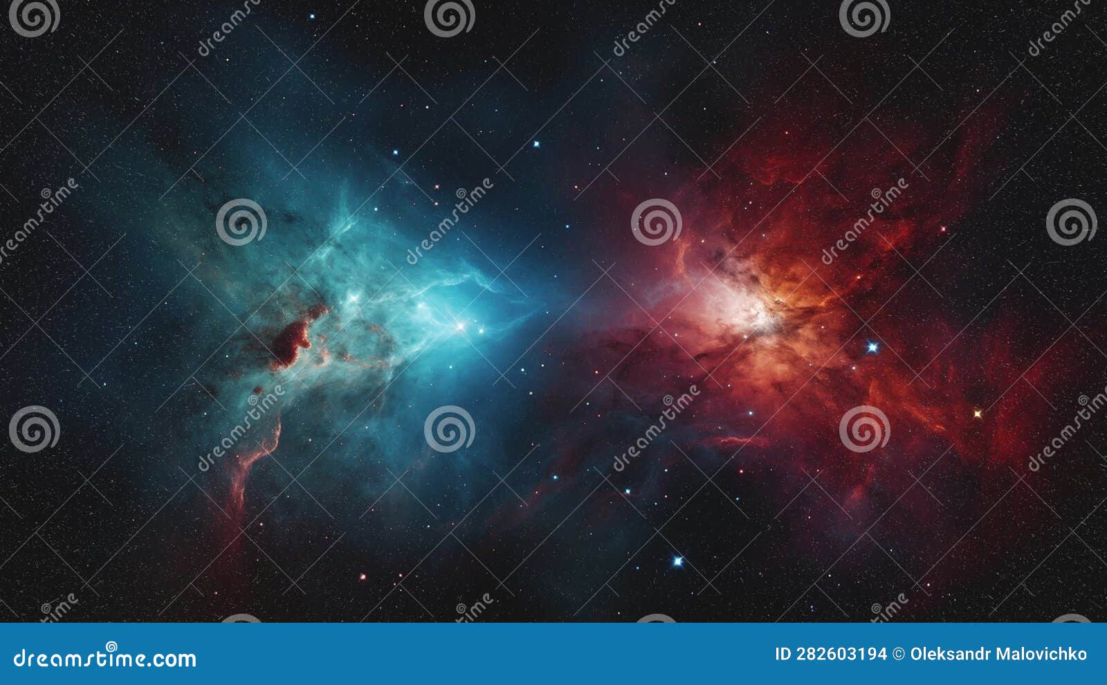 Red and Blue Galaxies Merge into One. Two Nebulae Formed after the ...