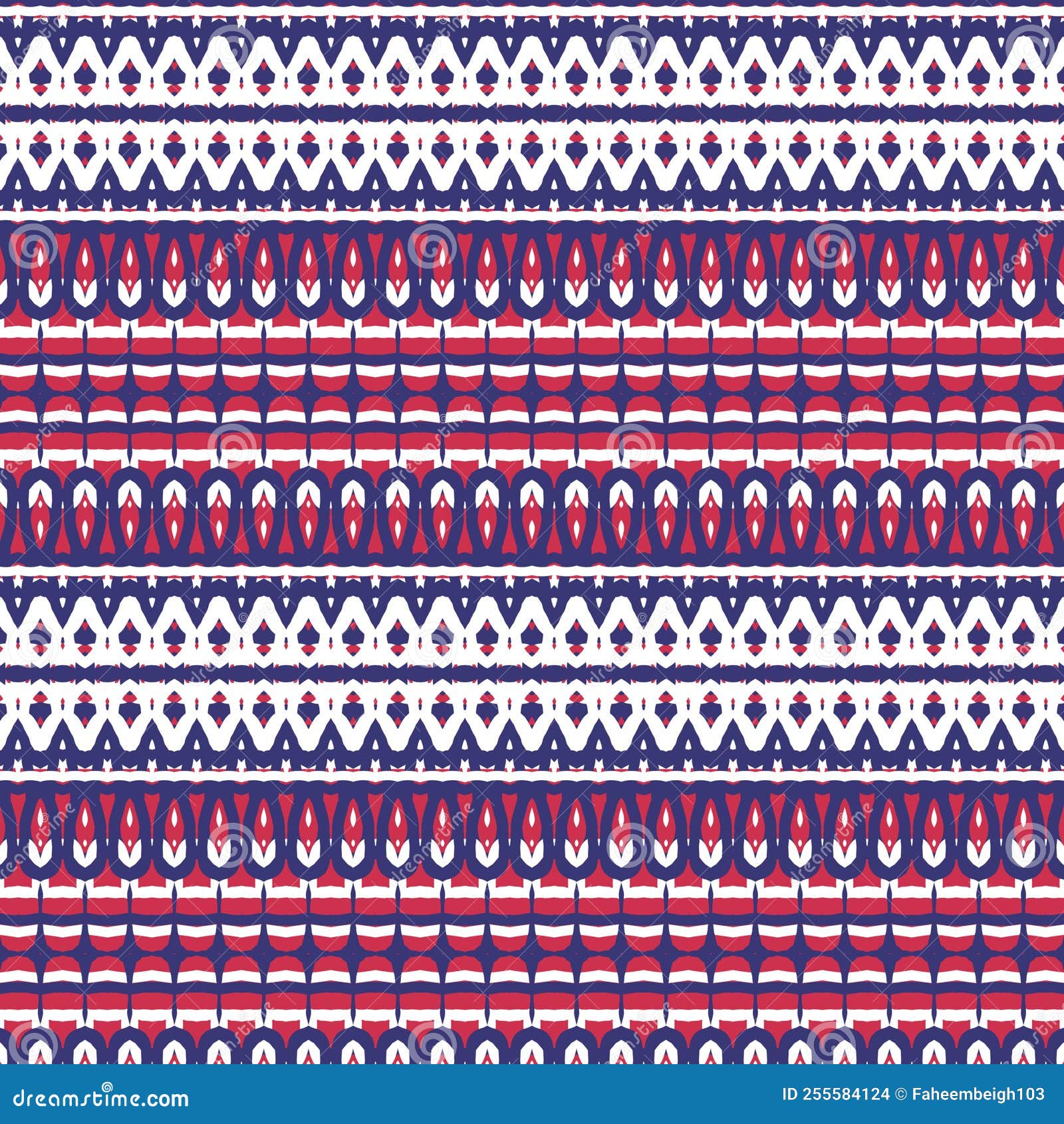 Red Blue Geometric Ornament Pattern Stock Illustration - Illustration ...