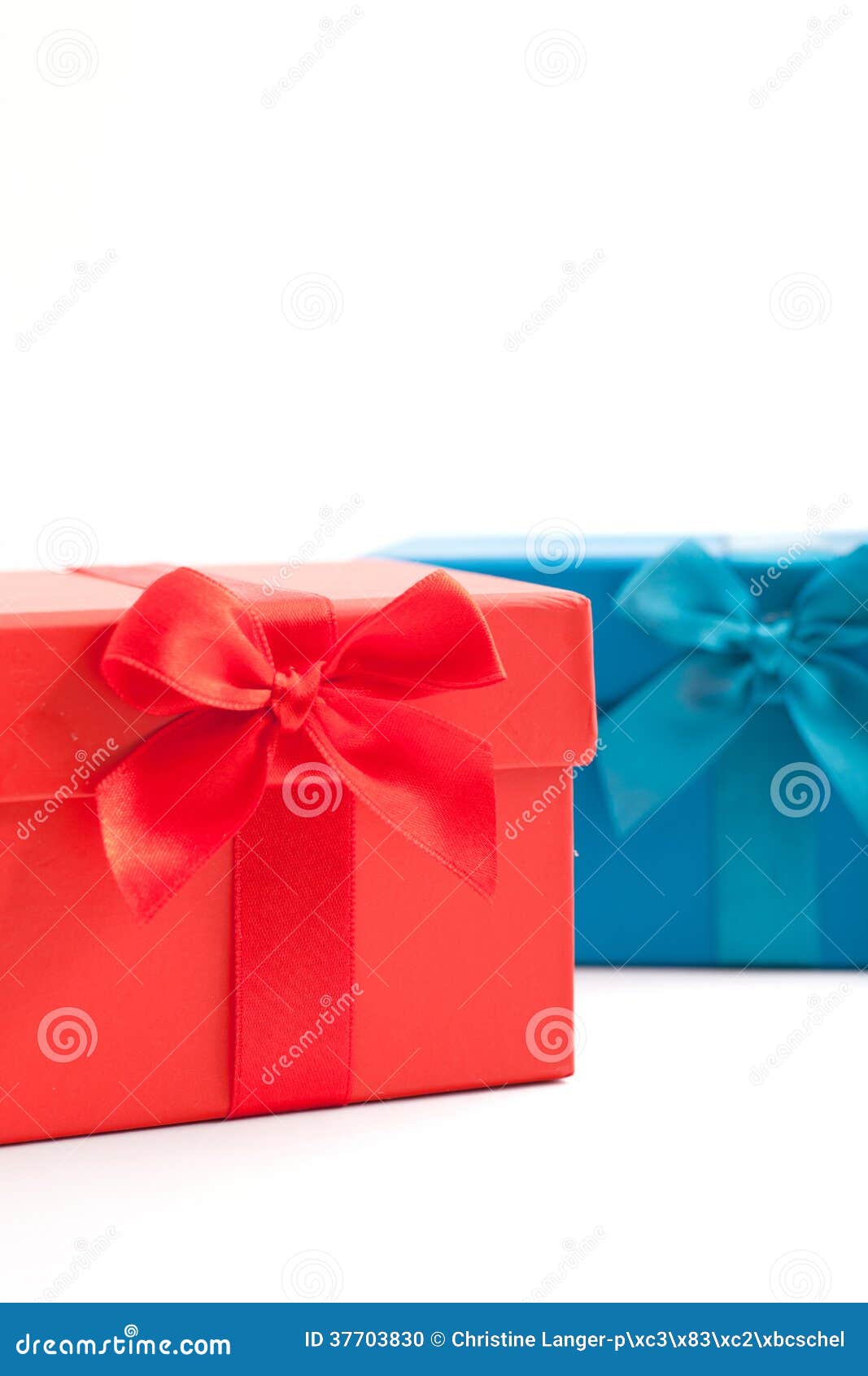 Red and Blue Gift Boxes Over a White Background Stock Photo - Image of ...